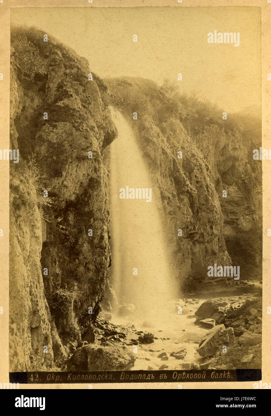 Vintage postcard, 1897 year,waterfall in Kislovodsk,Caucasus,Russia ...