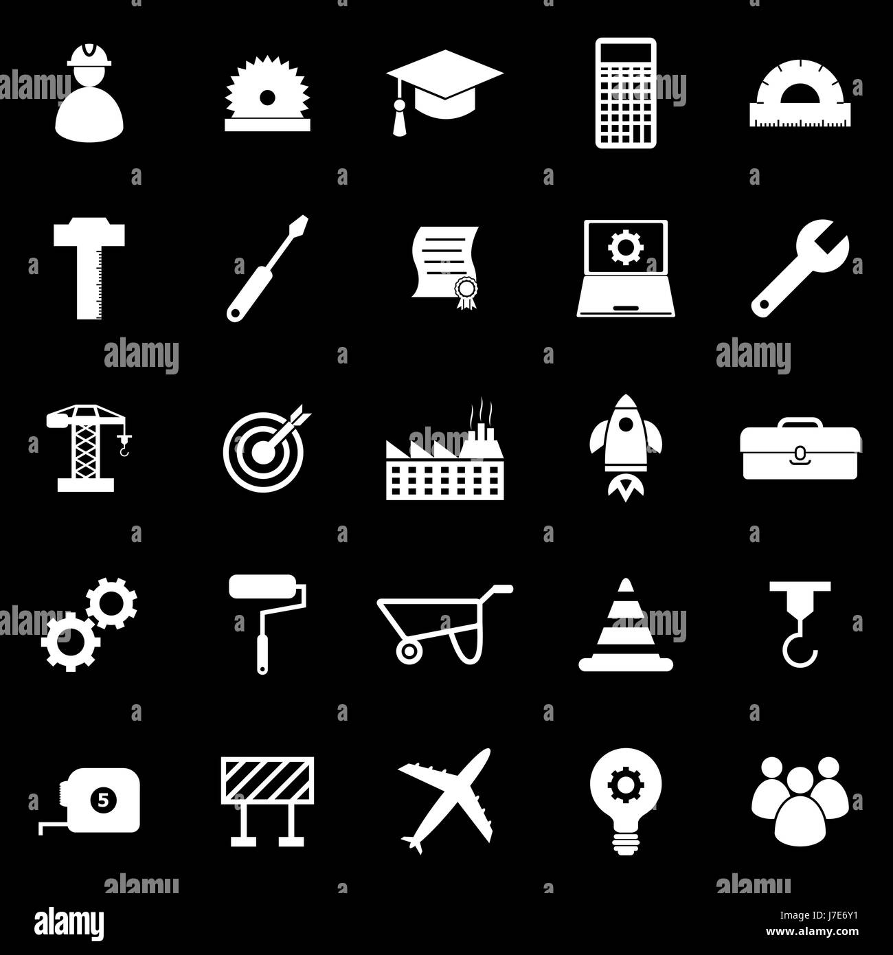Engineering icons on black background, stock vector Stock Vector Image ...