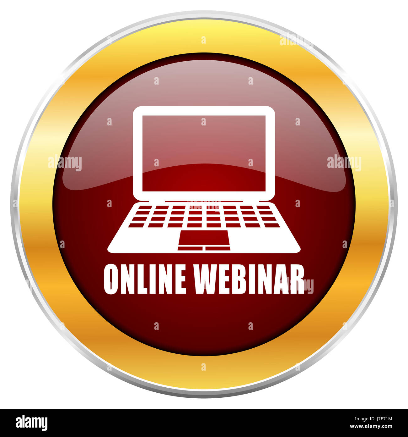 Online webinar red web icon with golden border isolated on white ...