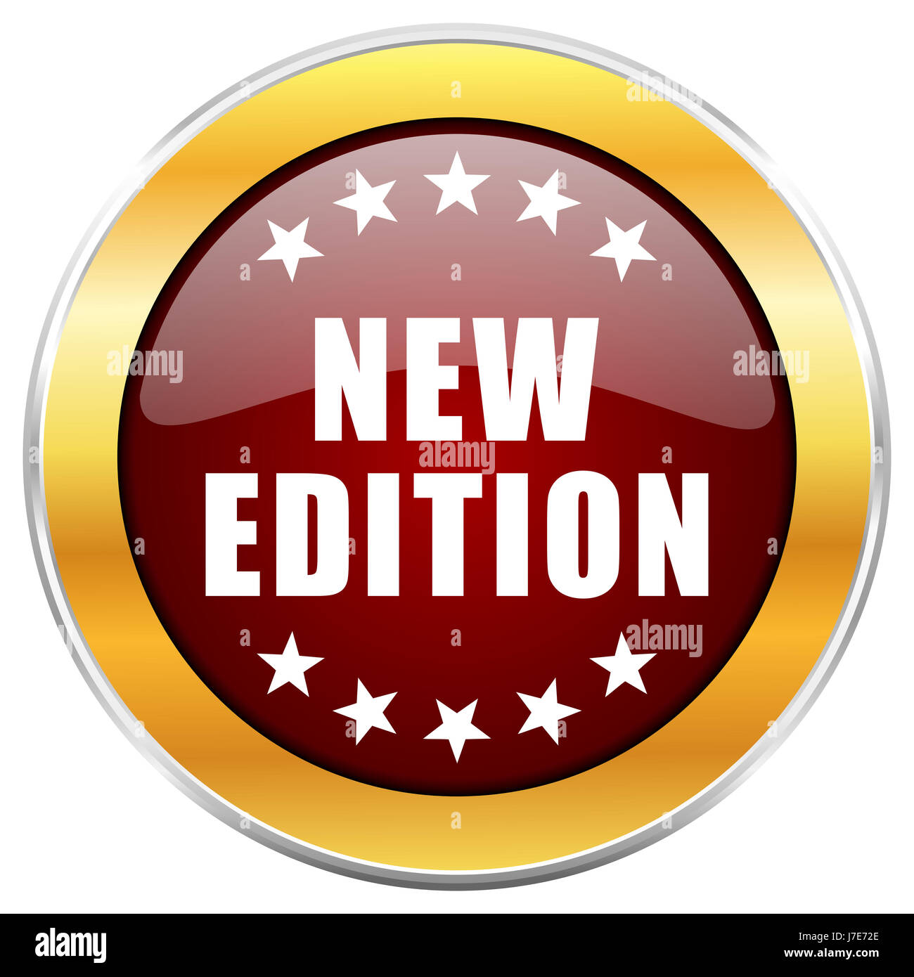 New edition red web icon with golden border isolated on white ...