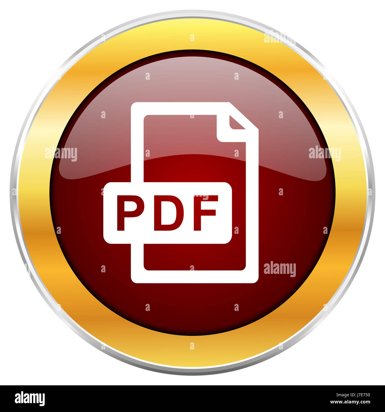 Pdf file red web icon with golden border isolated on white background ...