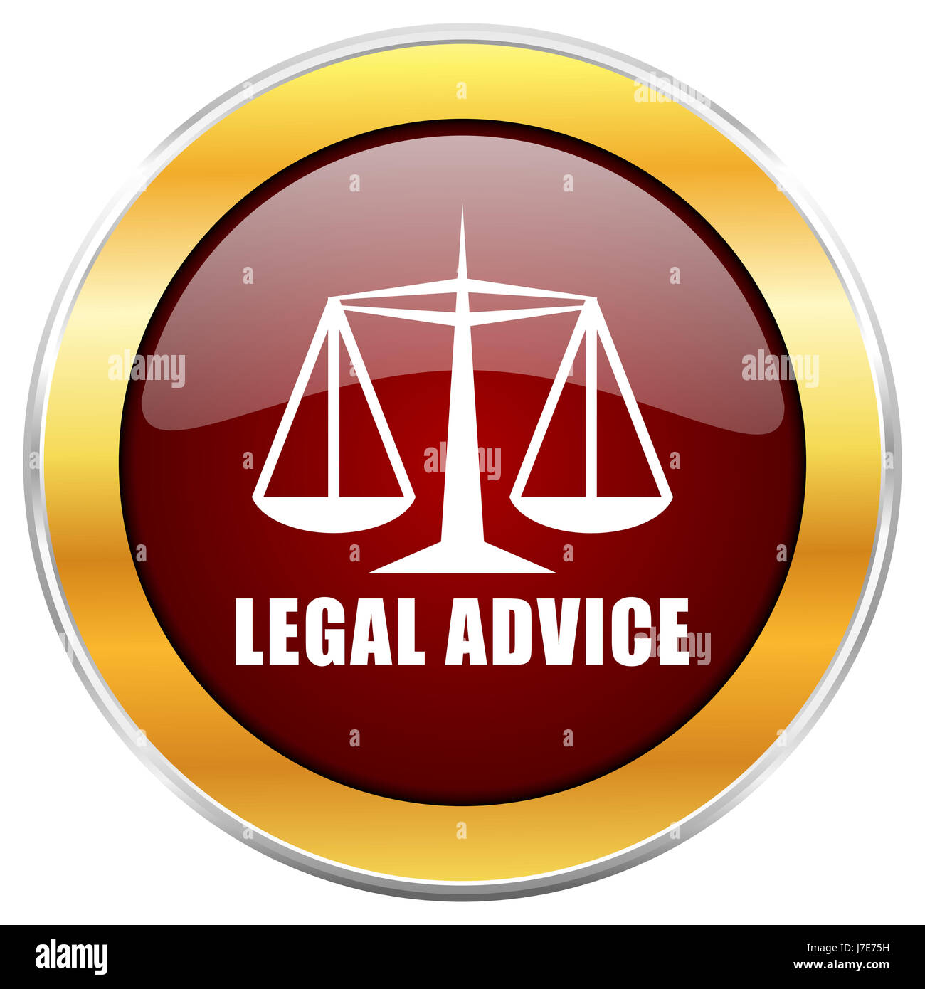 Legal advice red web icon with golden border isolated on white ...