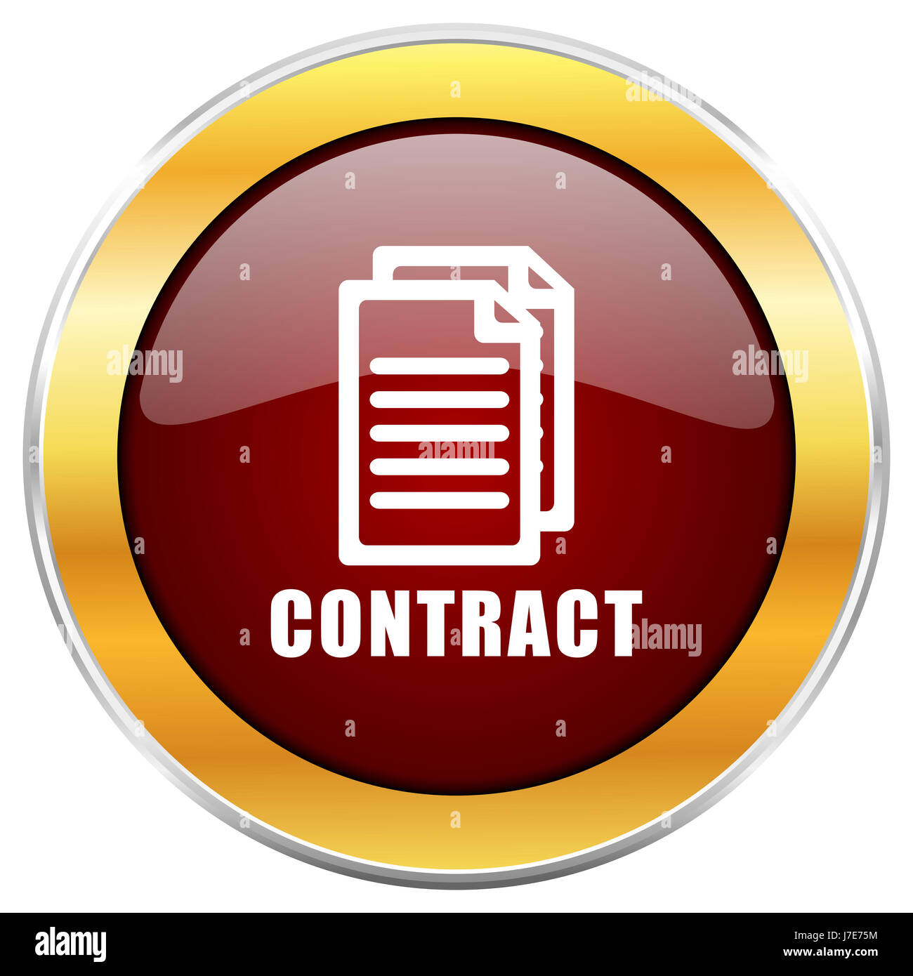 Contract red web icon with golden border isolated on white background ...