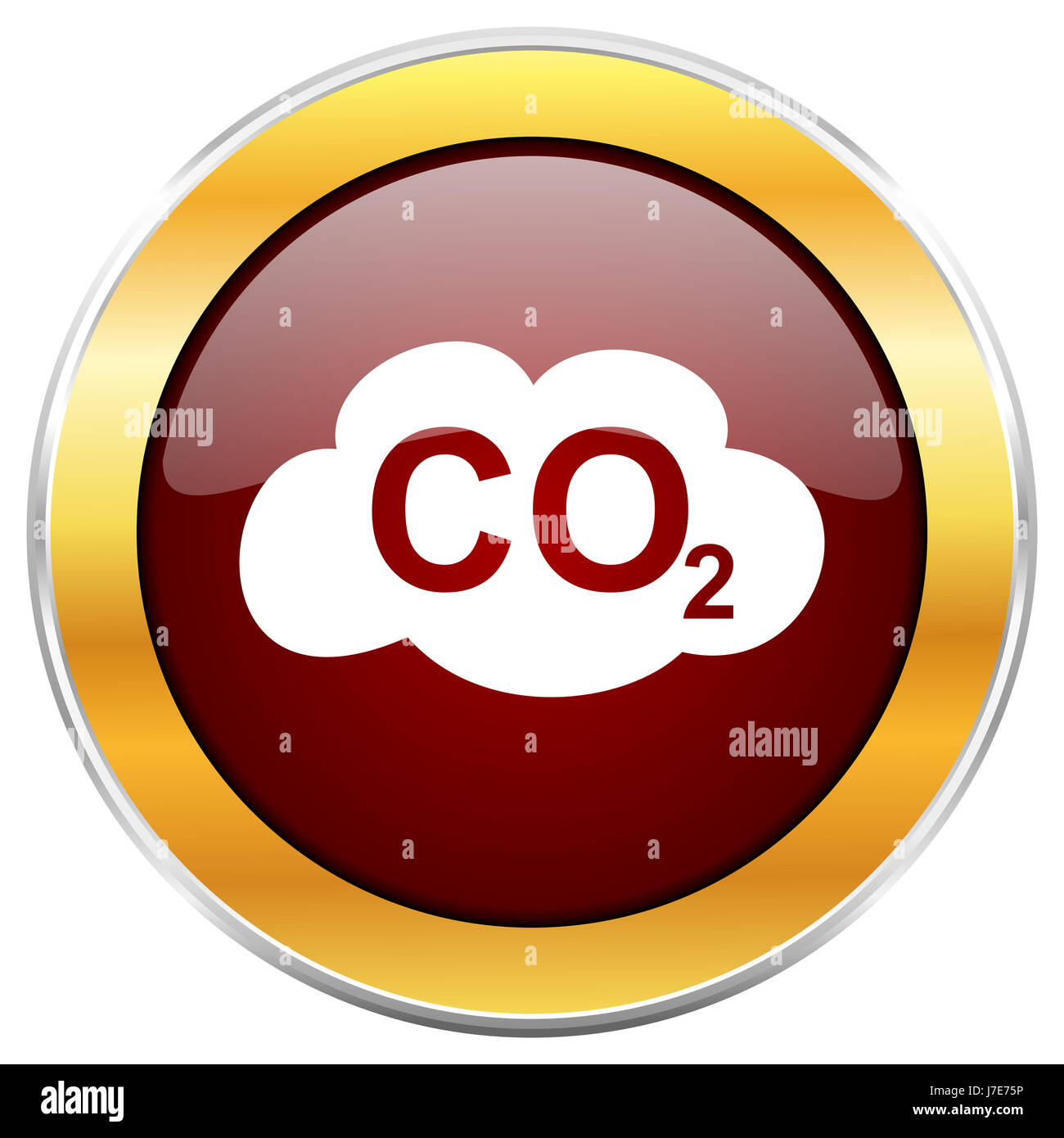 Carbon dioxide red web icon with golden border isolated on white ...