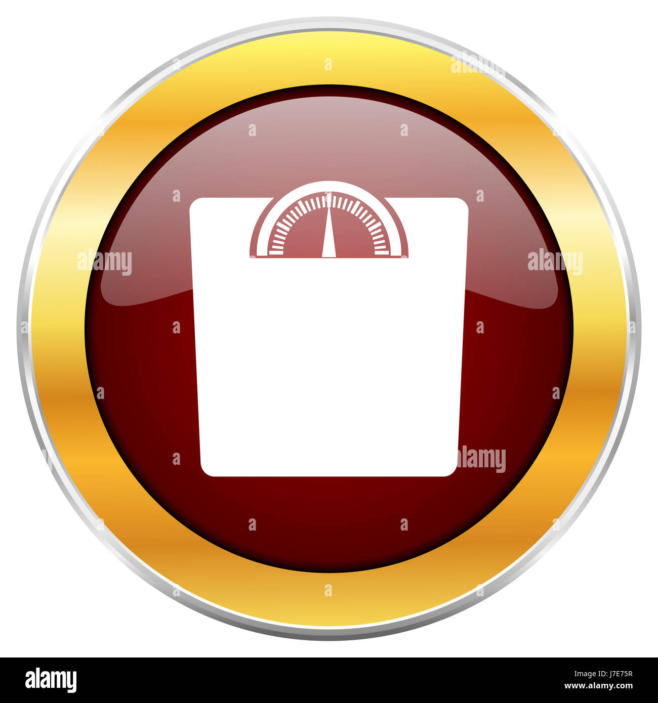 Weight red web icon with golden border isolated on white background ...