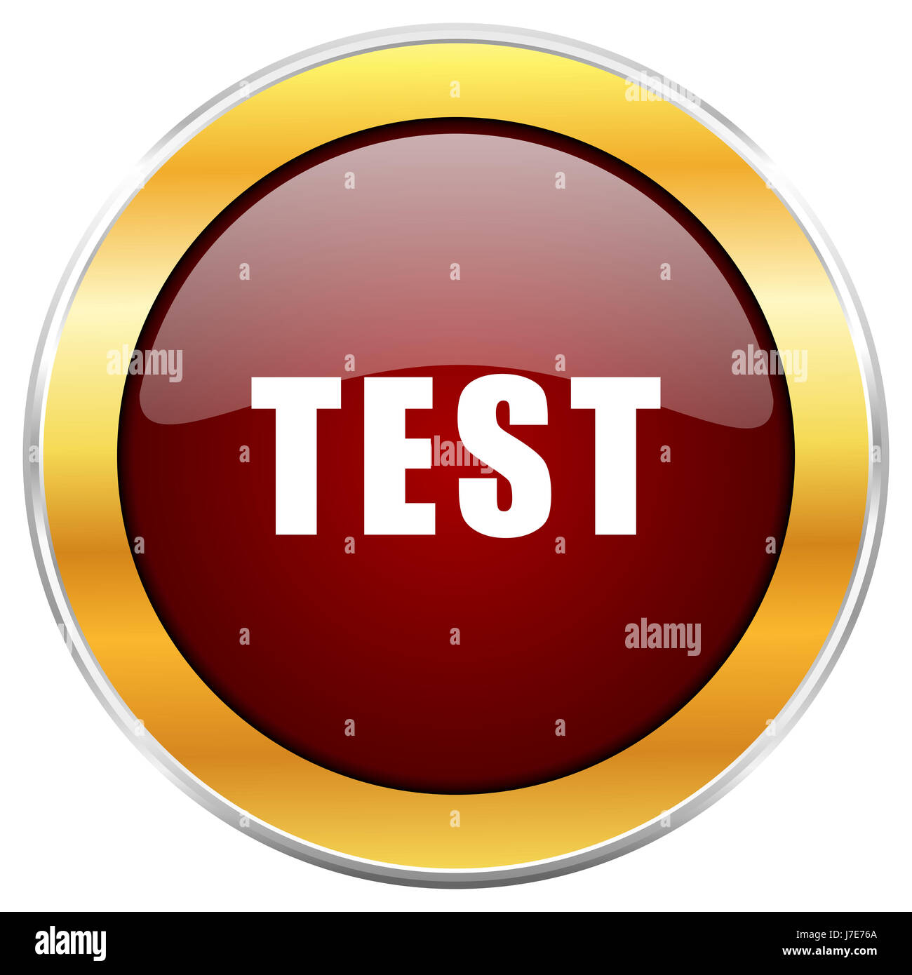 Test red web icon with golden border isolated on white background ...