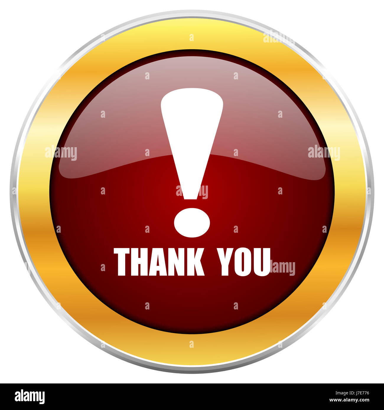 Thank you red web icon with golden border isolated on white background ...