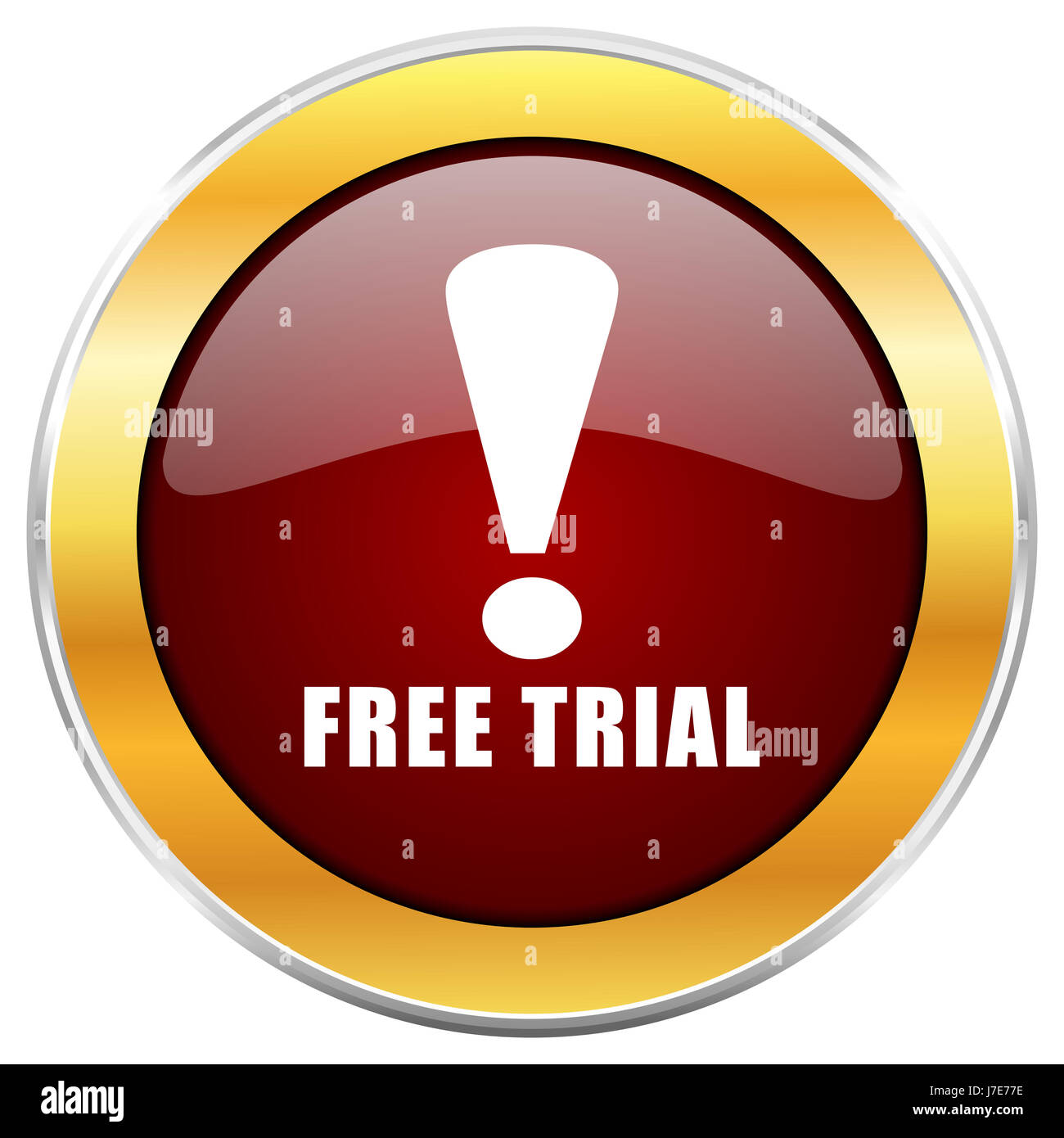 Free trial red web icon with golden border isolated on white background ...