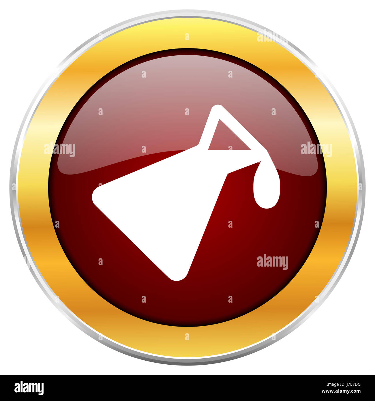 Chemistry red web icon with golden border isolated on white background ...