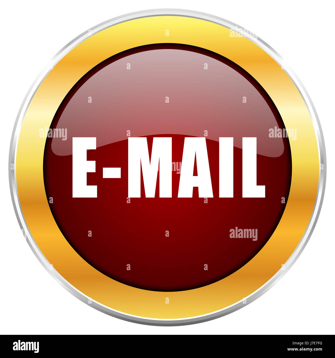 Email red web icon with golden border isolated on white background ...