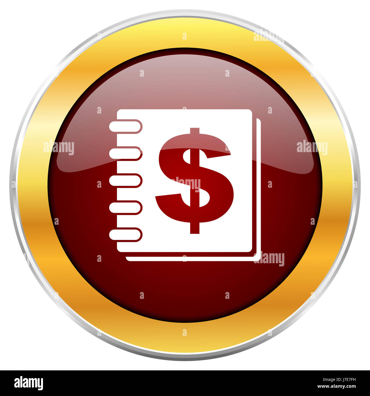 Money red web icon with golden border isolated on white background ...