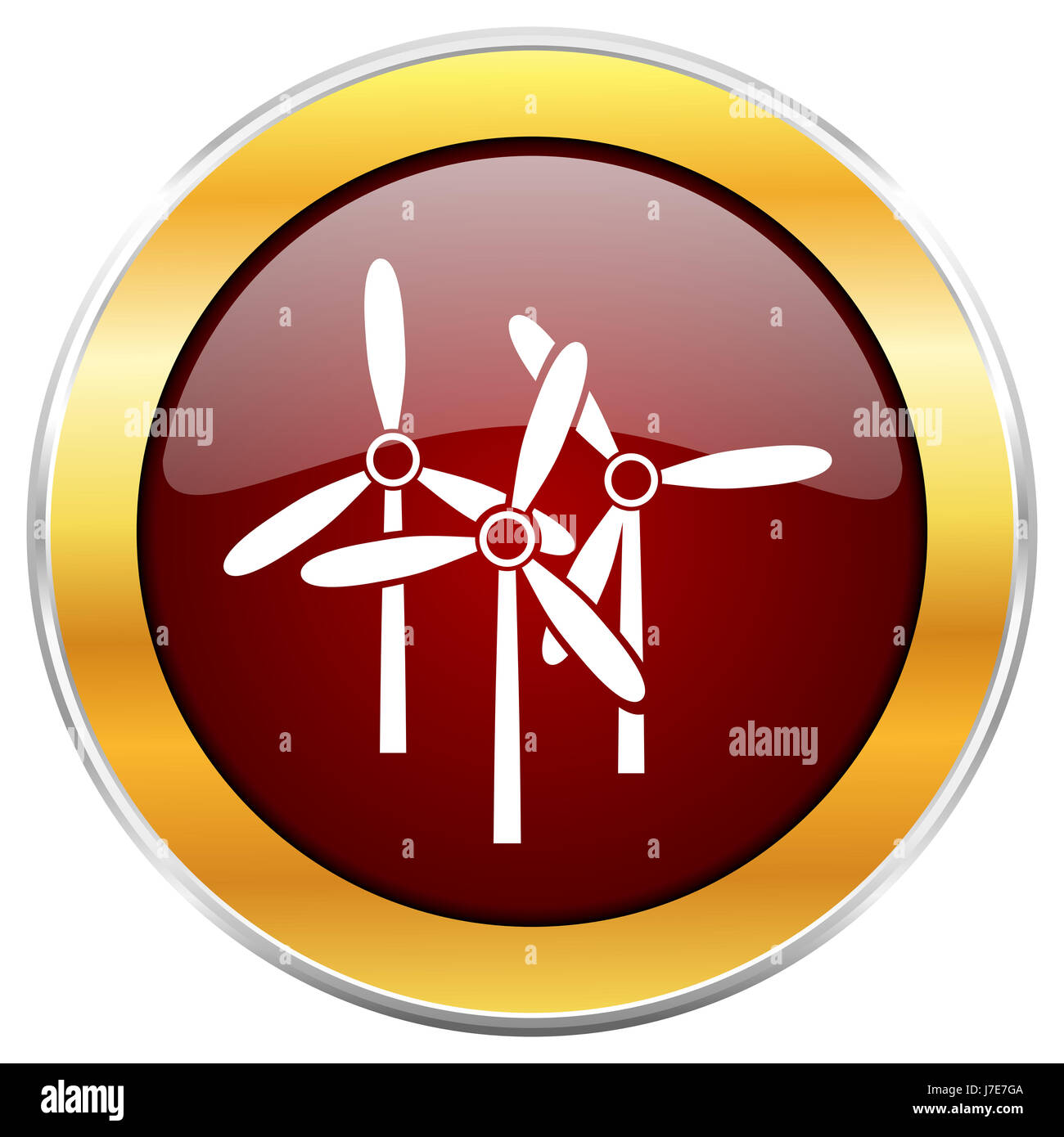 Windmill red web icon with golden border isolated on white background ...