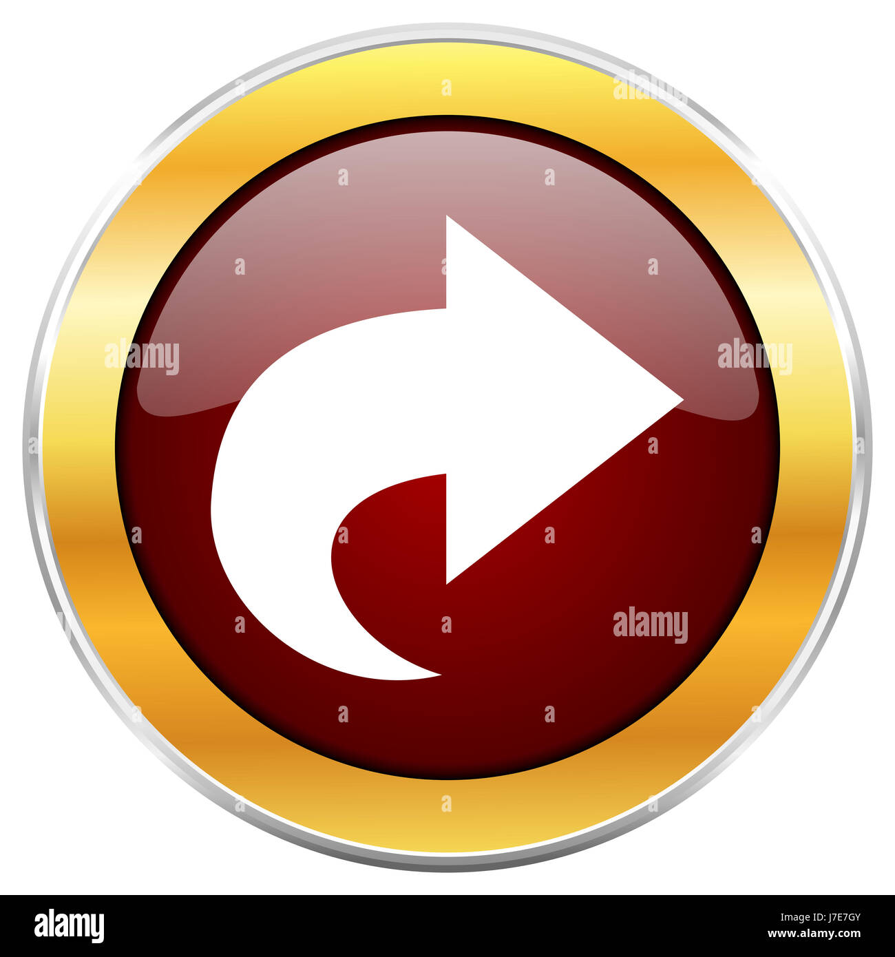 Next red web icon with golden border isolated on white background ...