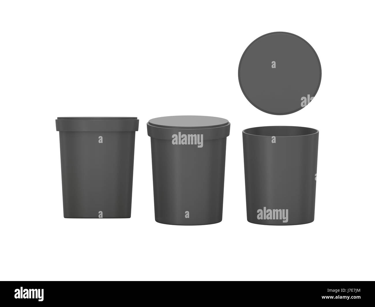Black blank Tub Food Plastic Container packaging with clipping path ...