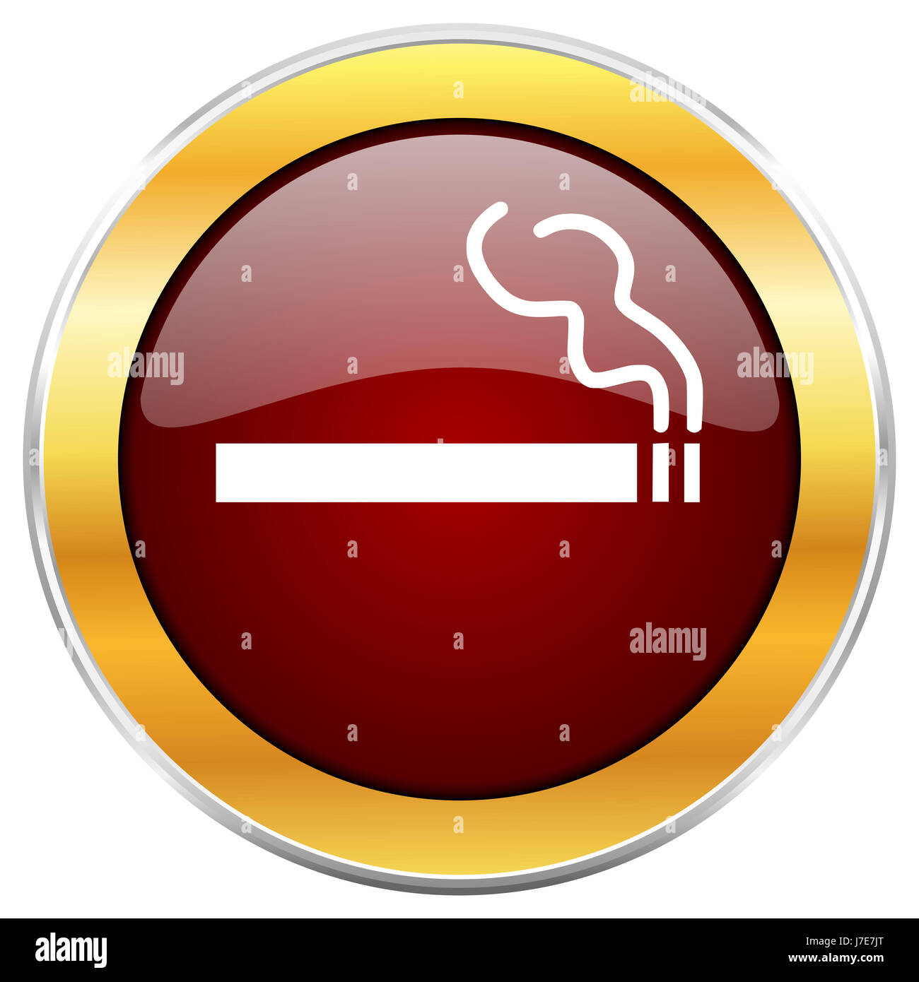 Cigarette red web icon with golden border isolated on white background ...