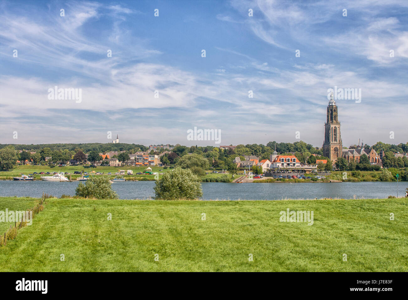 Dutch landscape with town of Rhenen and river Rhine Stock Photo - Alamy
