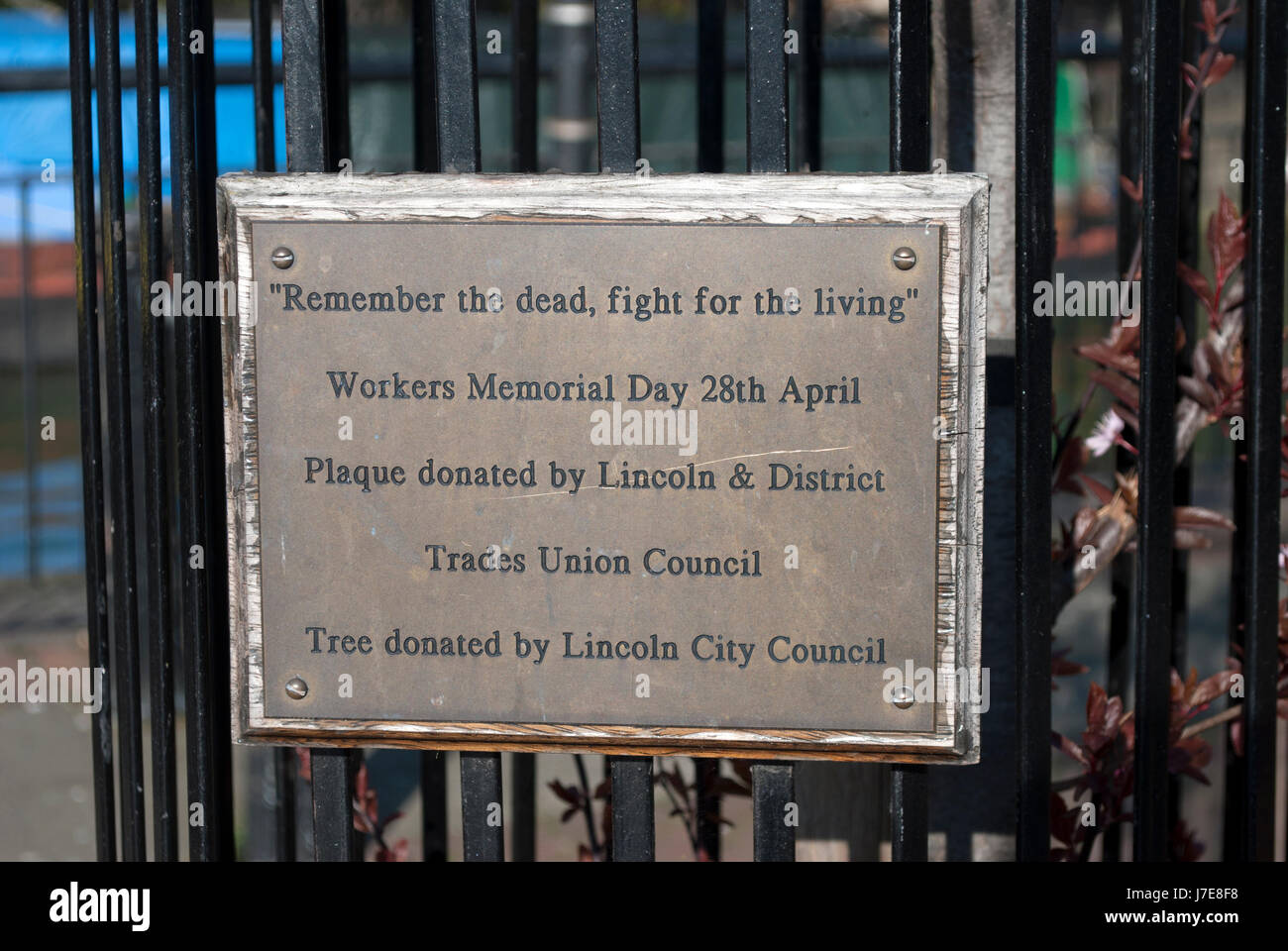 Plaque for Workers Memorial Day in Lincoln Stock Photo - Alamy