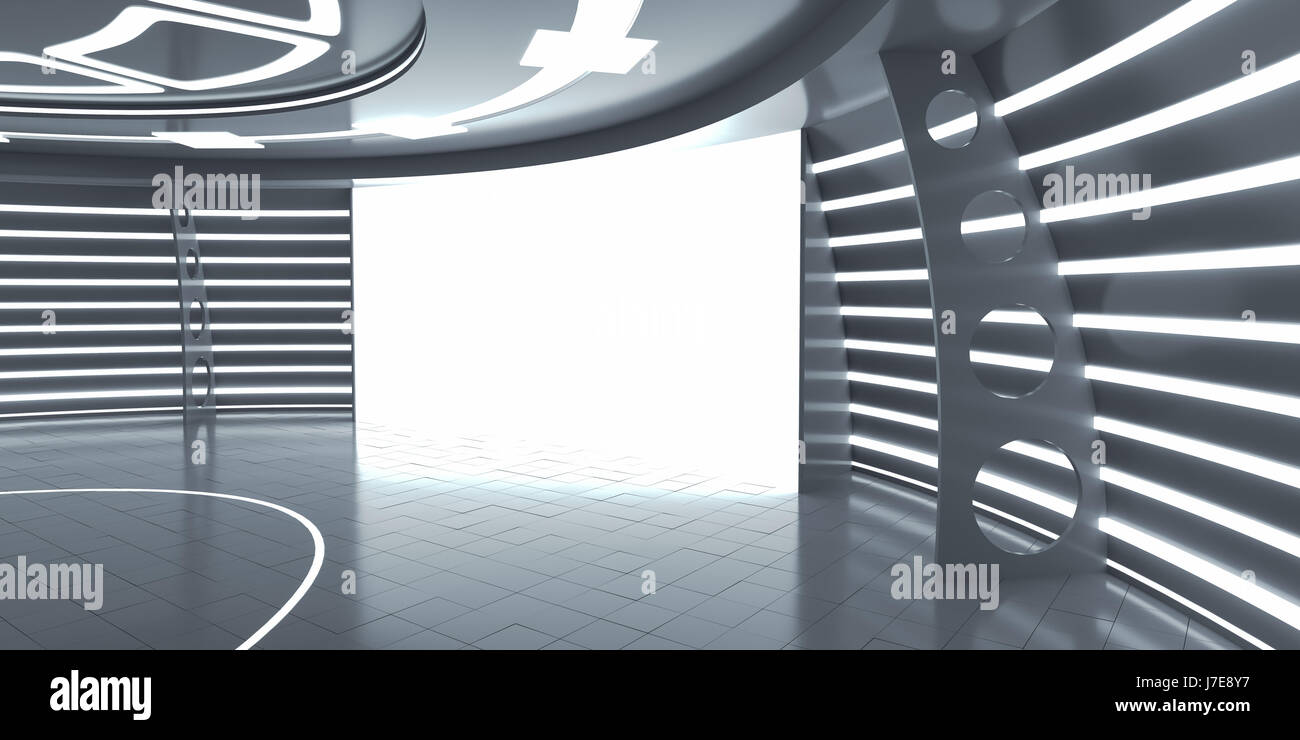 Abstract futuristic interior with glowing panel Stock Photo - Alamy