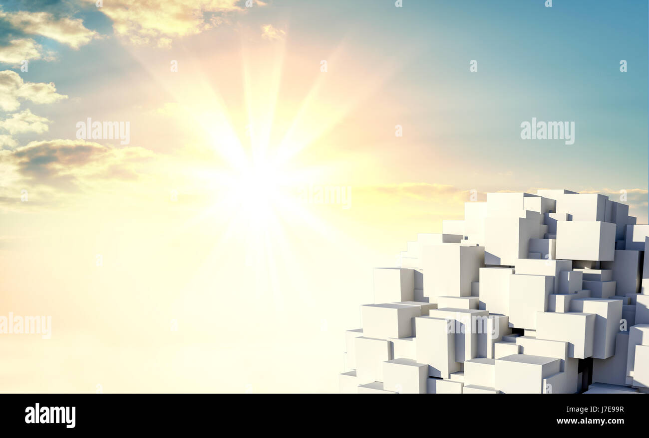 A stack of cubes against a beautiful sunrise Stock Photo - Alamy
