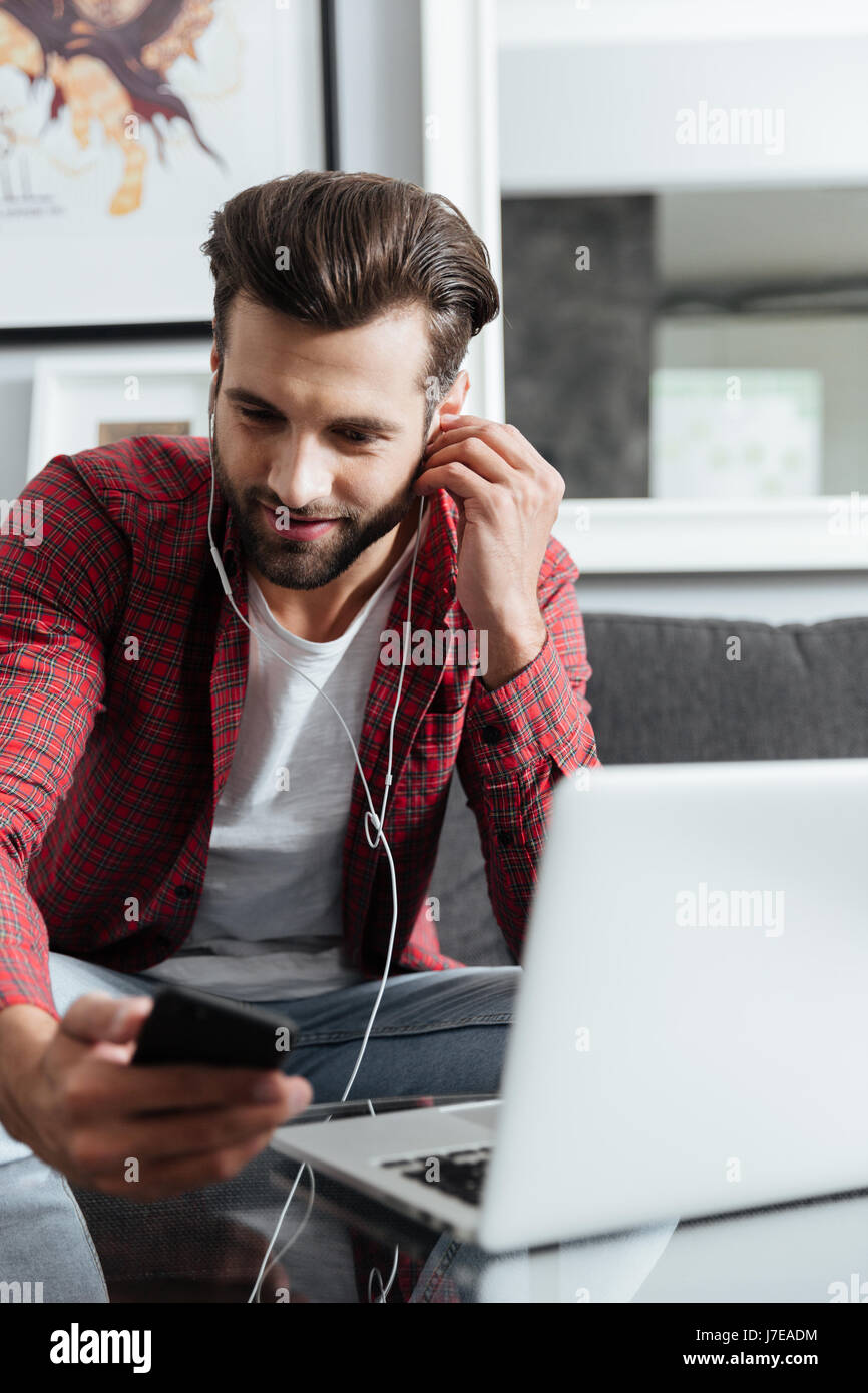 Male and head phones hi-res stock photography and images - Alamy