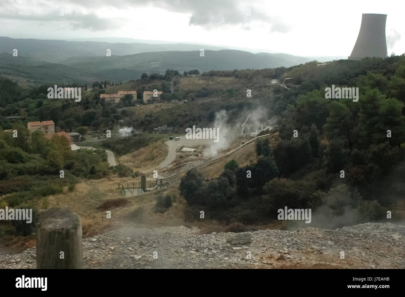 View of a geothermal energy power plant in Italy Stock Photo - Alamy