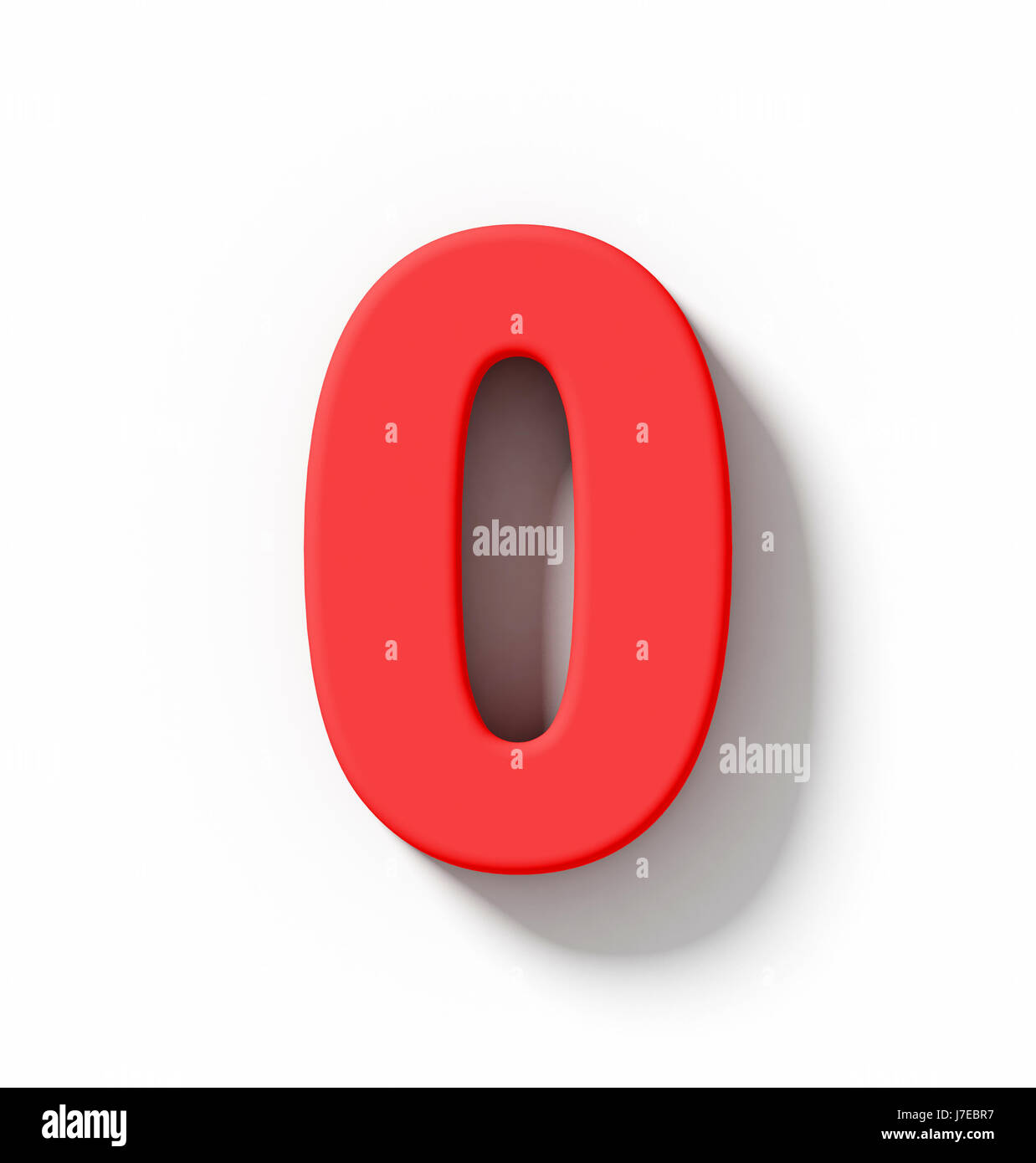 number 0 3D red isolated on white with shadow - orthogonal projection ...