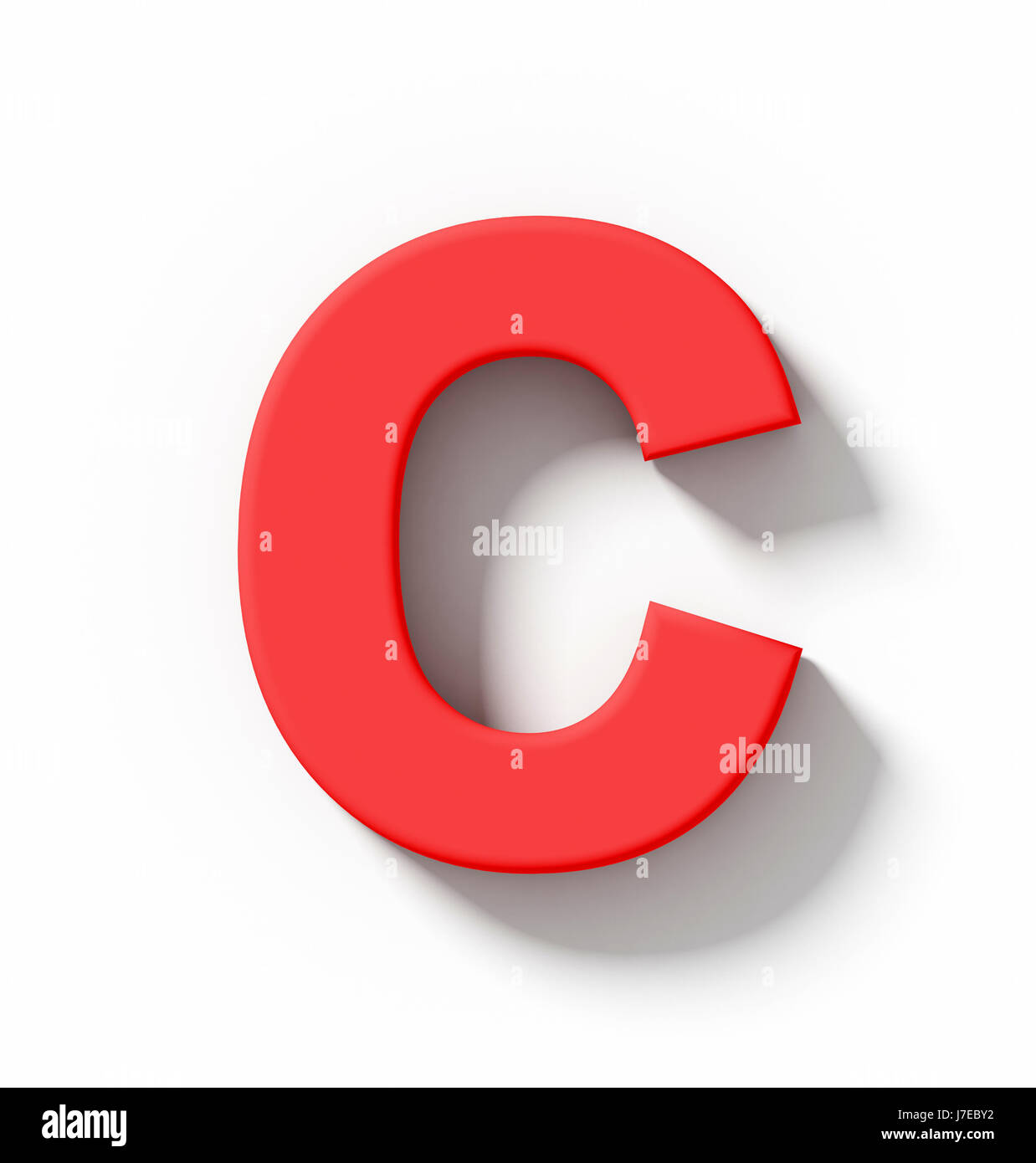 letter C 3D red isolated on white with shadow - orthogonal projection ...