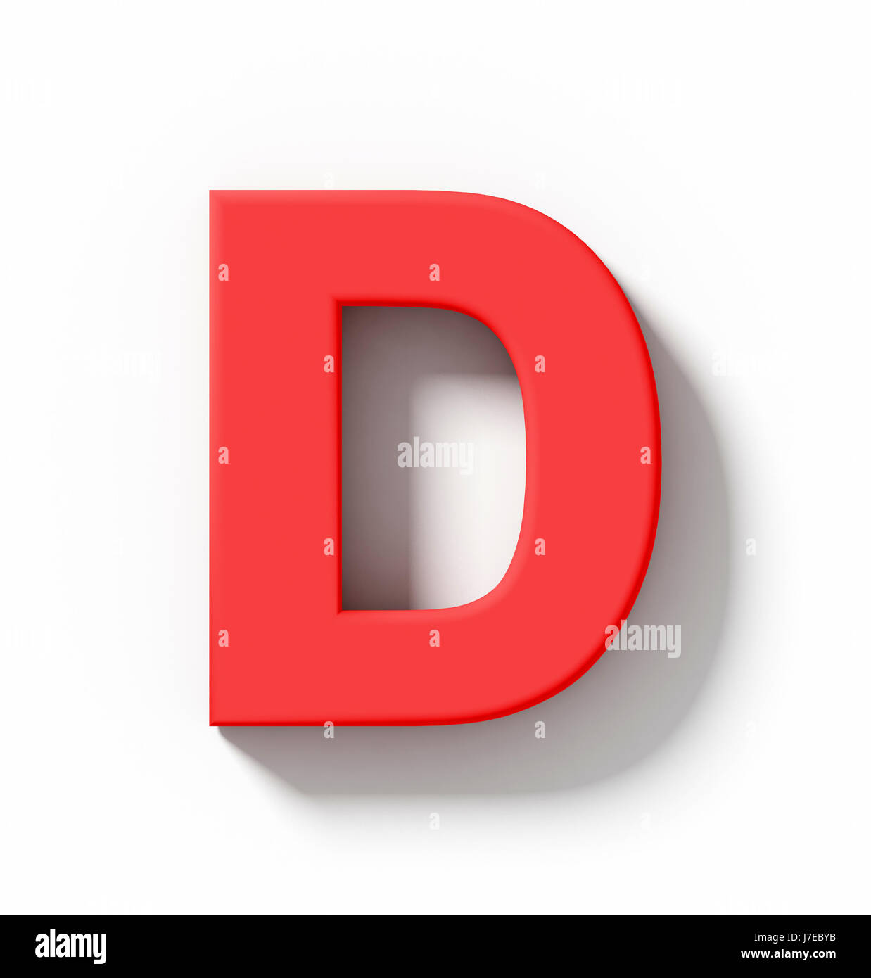 letter D 3D red isolated on white with shadow - orthogonal projection ...