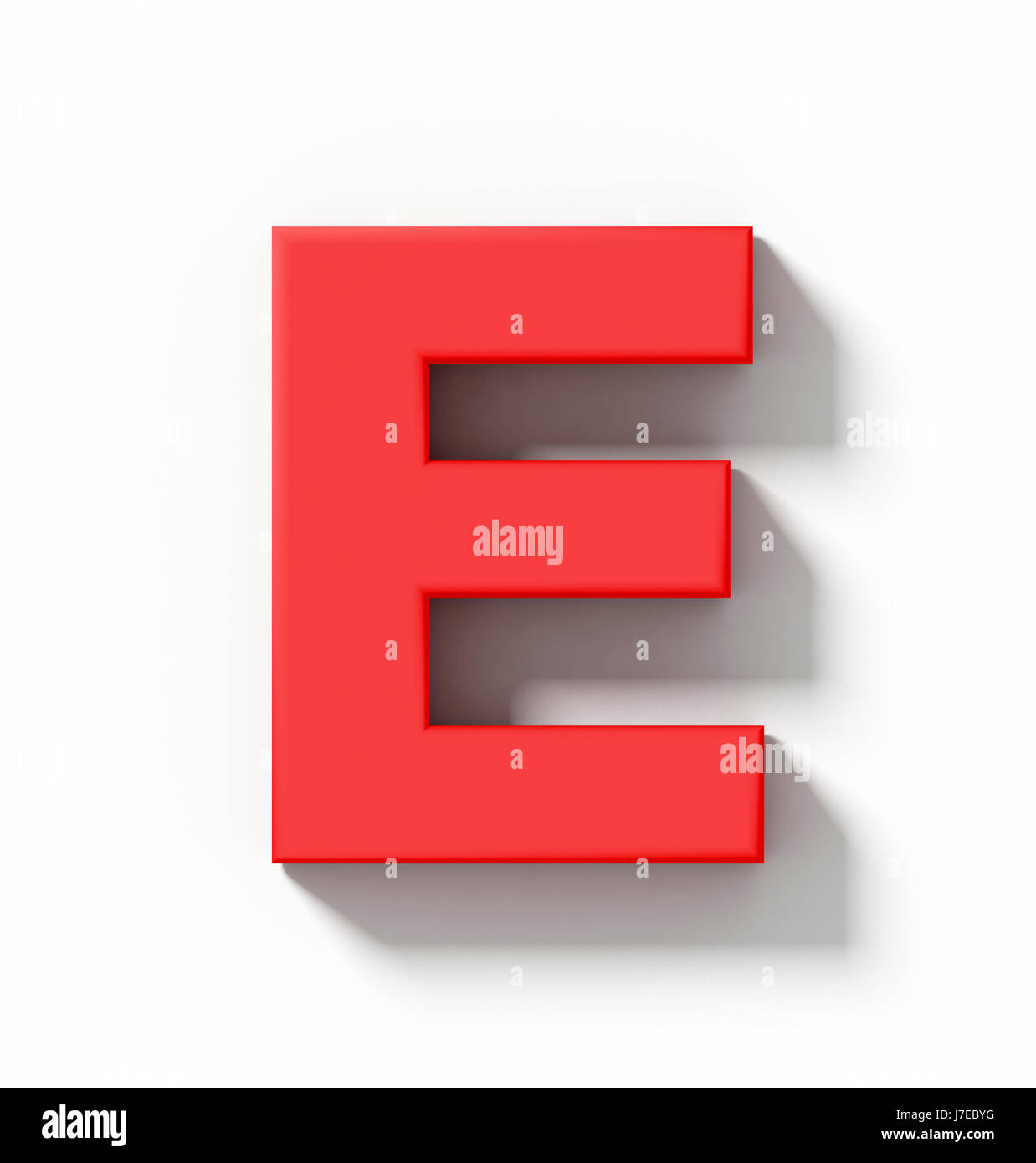 letter E 3D red isolated on white with shadow - orthogonal projection ...
