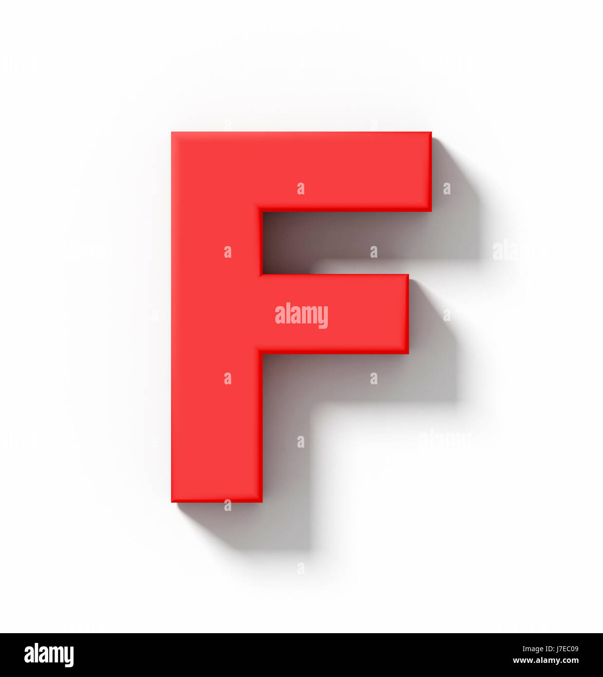 letter F 3D red isolated on white with shadow - orthogonal projection ...