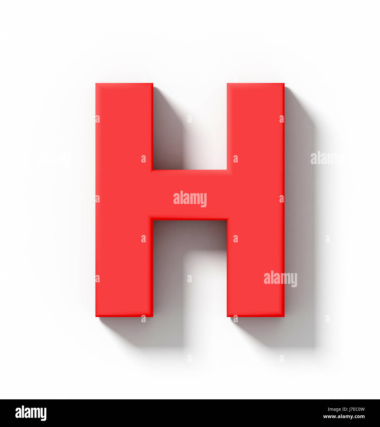 letter H 3D red isolated on white with shadow - orthogonal projection ...