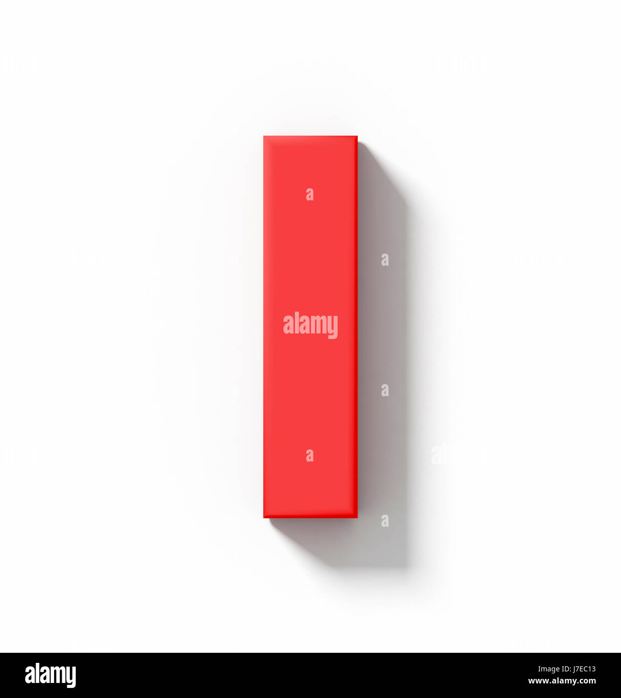 letter I 3D red isolated on white with shadow - orthogonal projection ...