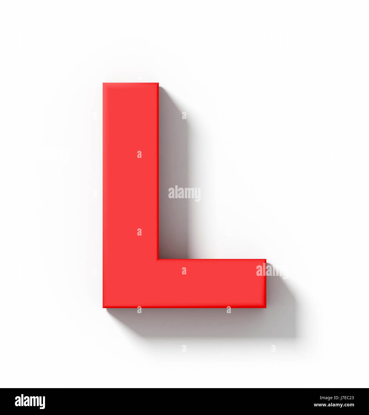 letter L 3D red isolated on white with shadow - orthogonal projection ...