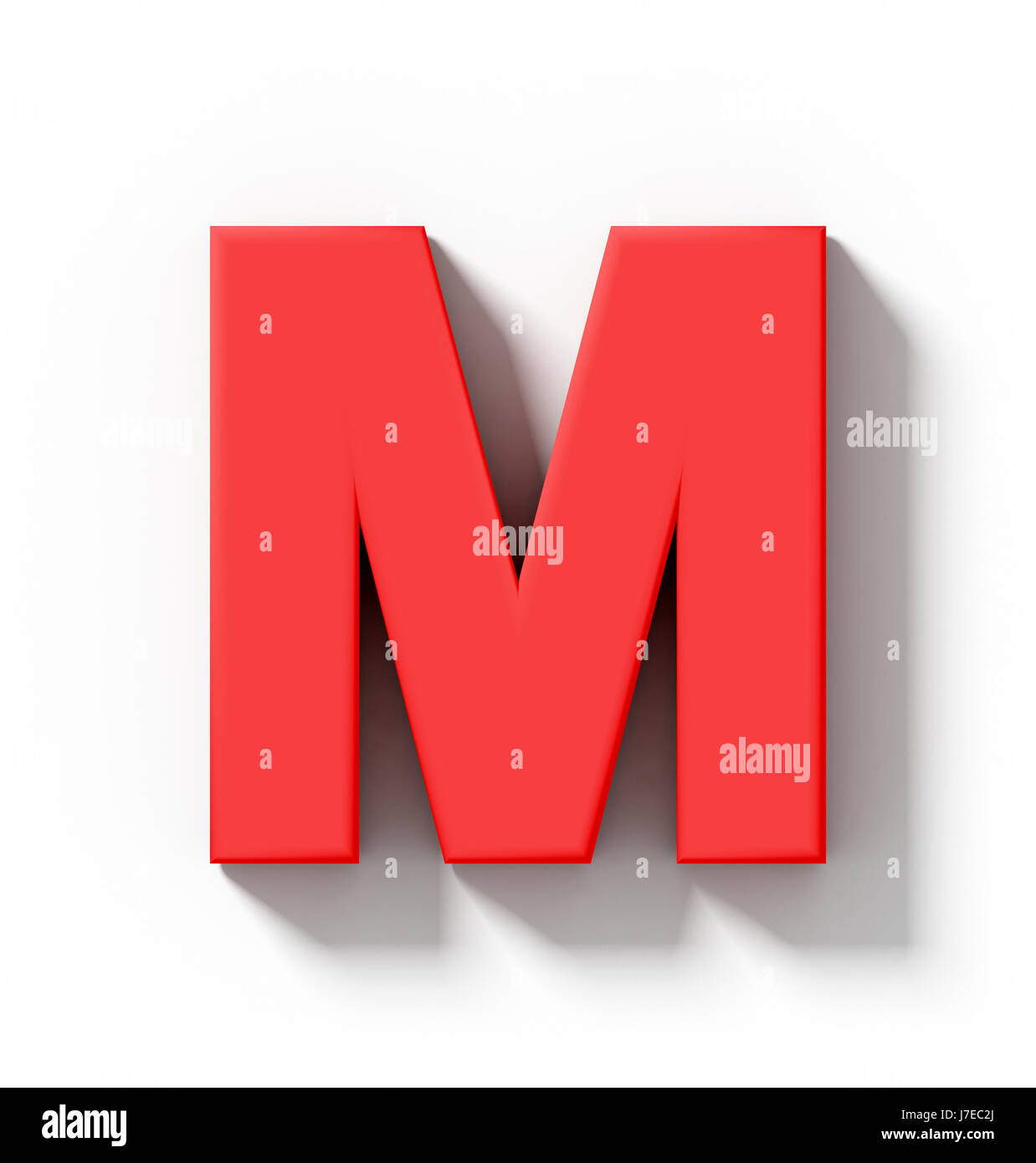 letter M 3D red isolated on white with shadow - orthogonal projection ...
