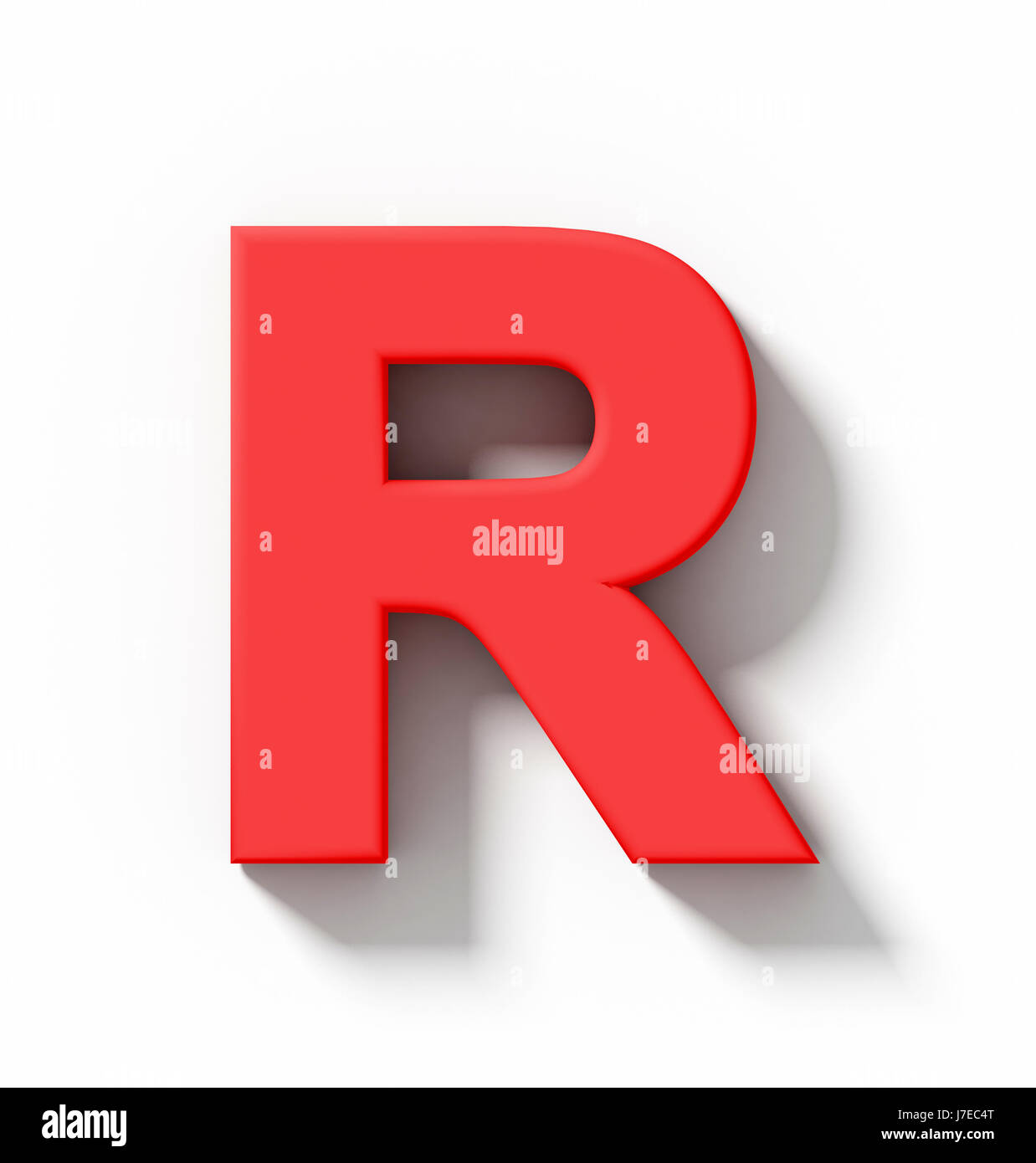 letter R 3D red isolated on white with shadow - orthogonal projection ...