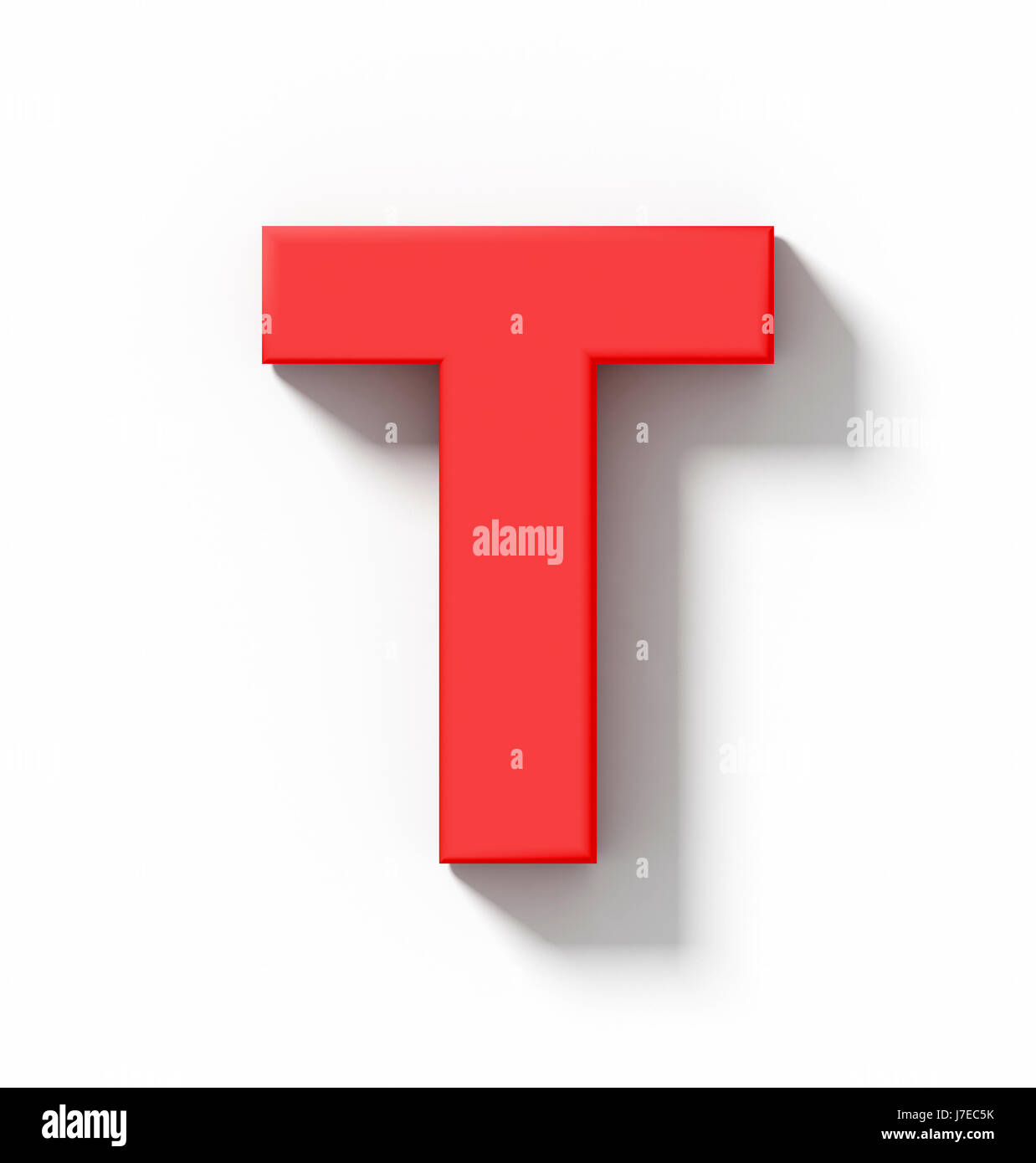 letter T 3D red isolated on white with shadow - orthogonal projection ...