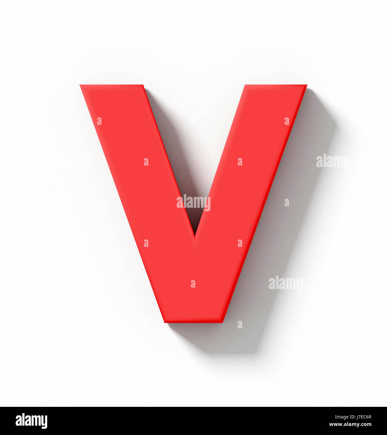 letter V 3D red isolated on white with shadow - orthogonal projection ...