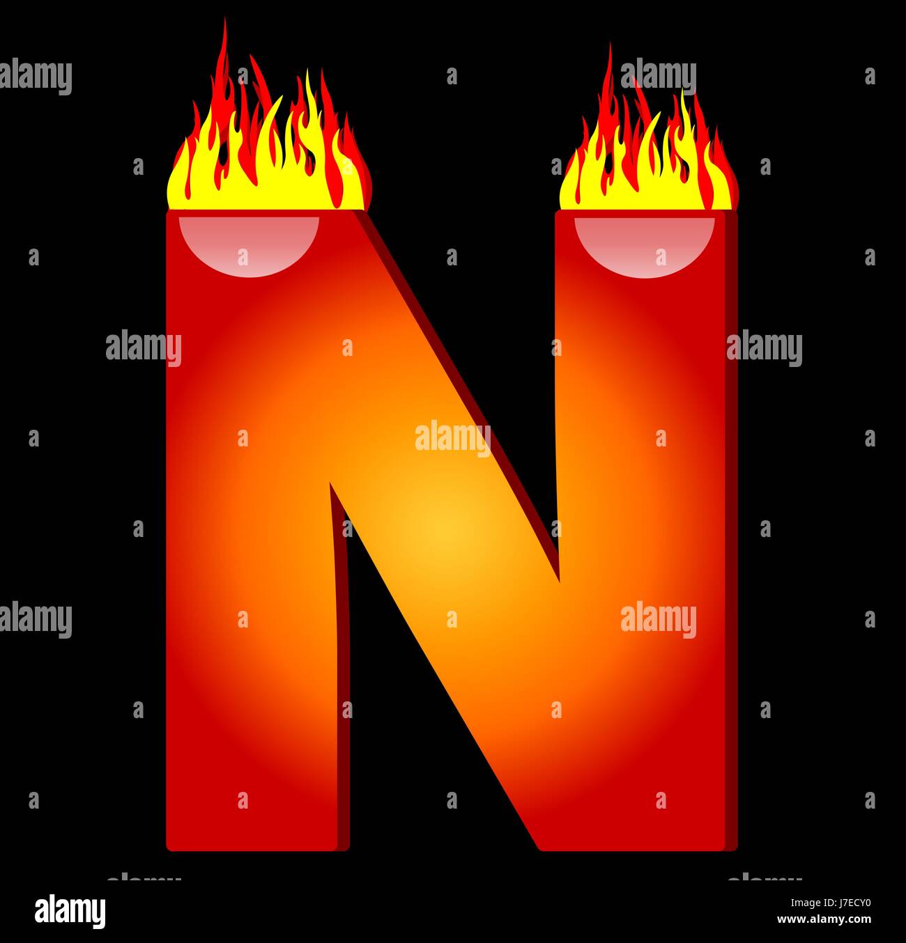 burning letter n Stock Photo - Alamy