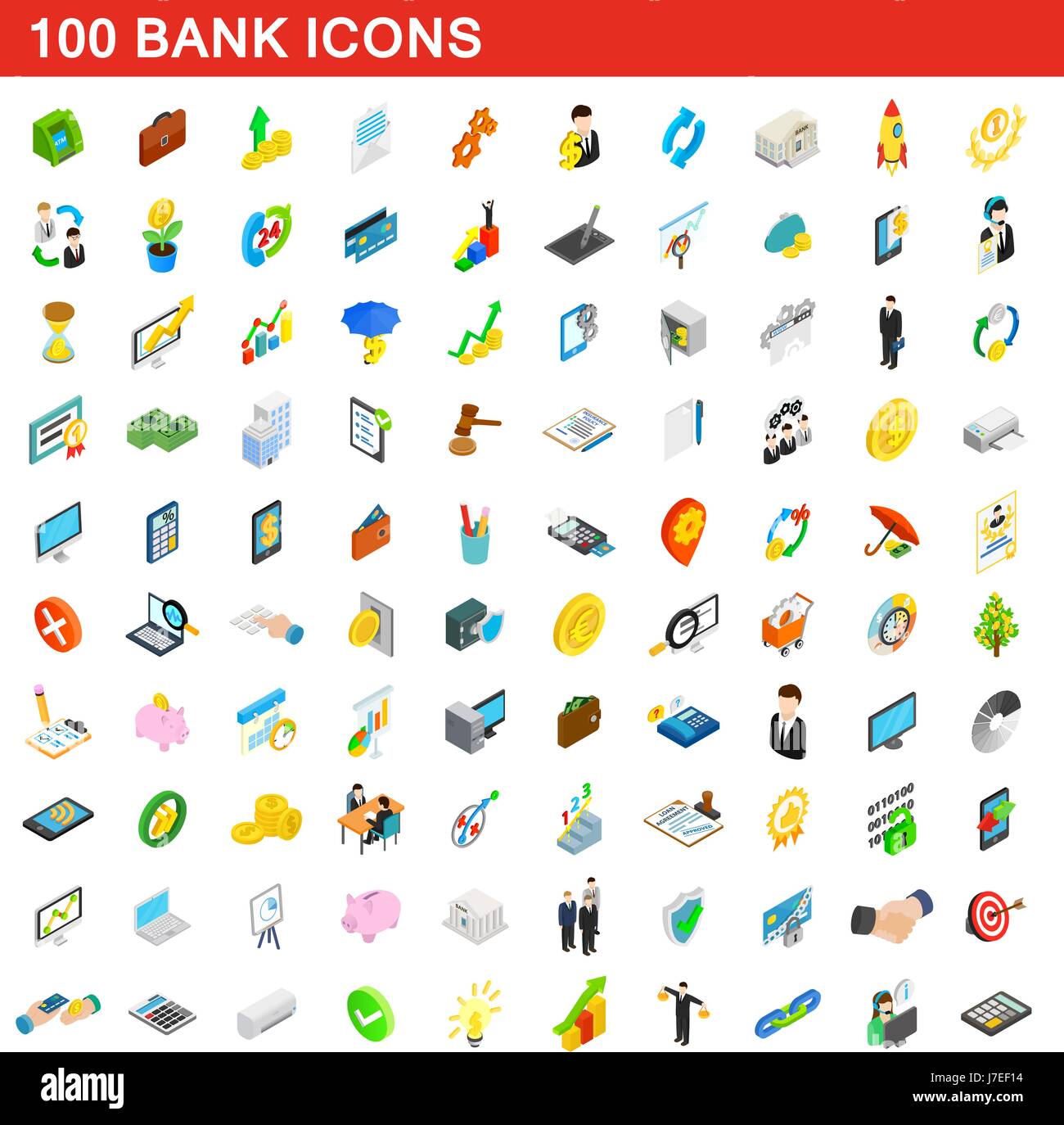 100 bank icons set, isometric 3d style Stock Vector Image & Art - Alamy