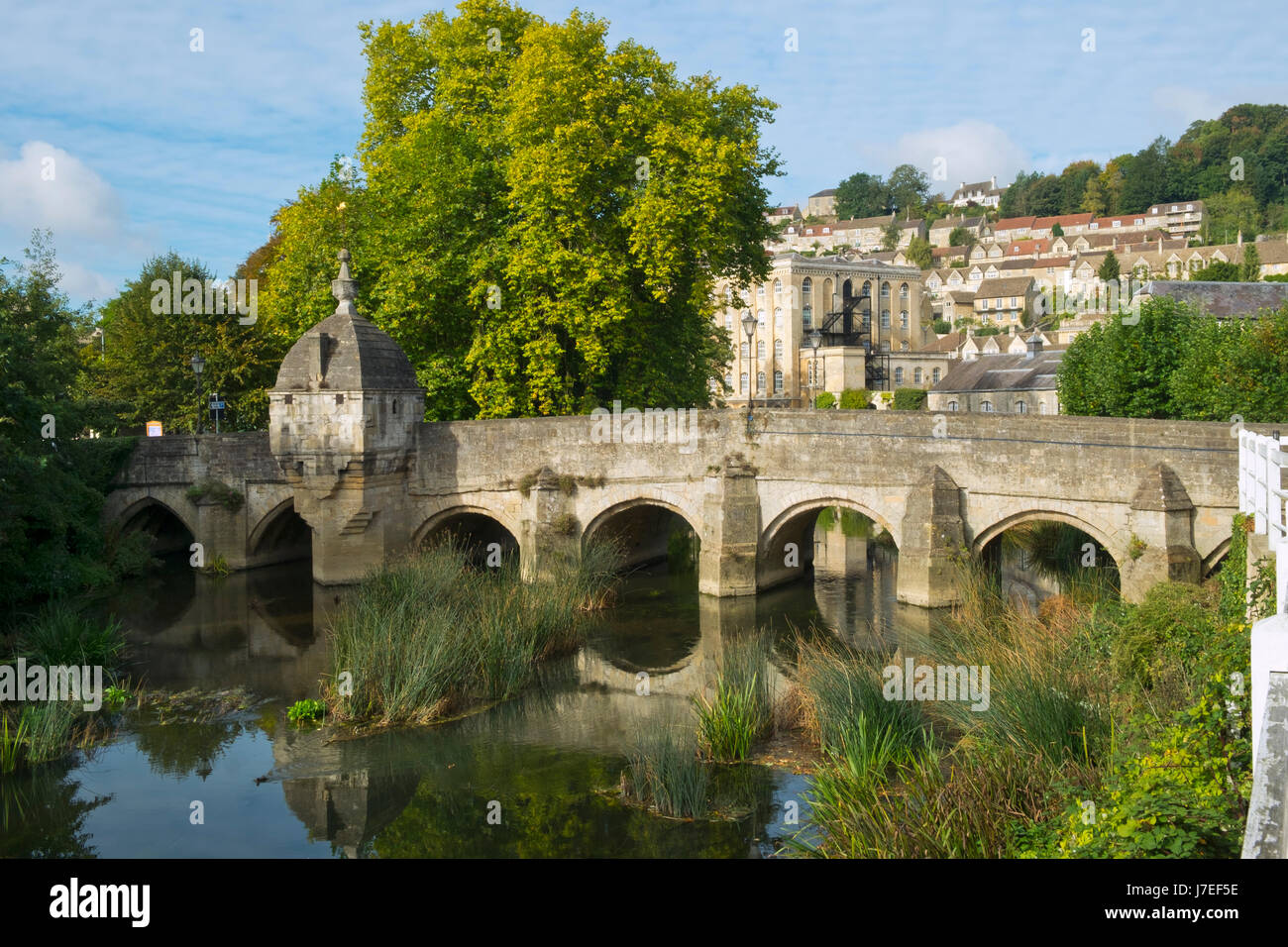 The well known ancient bridge over the River Avon with its former ...