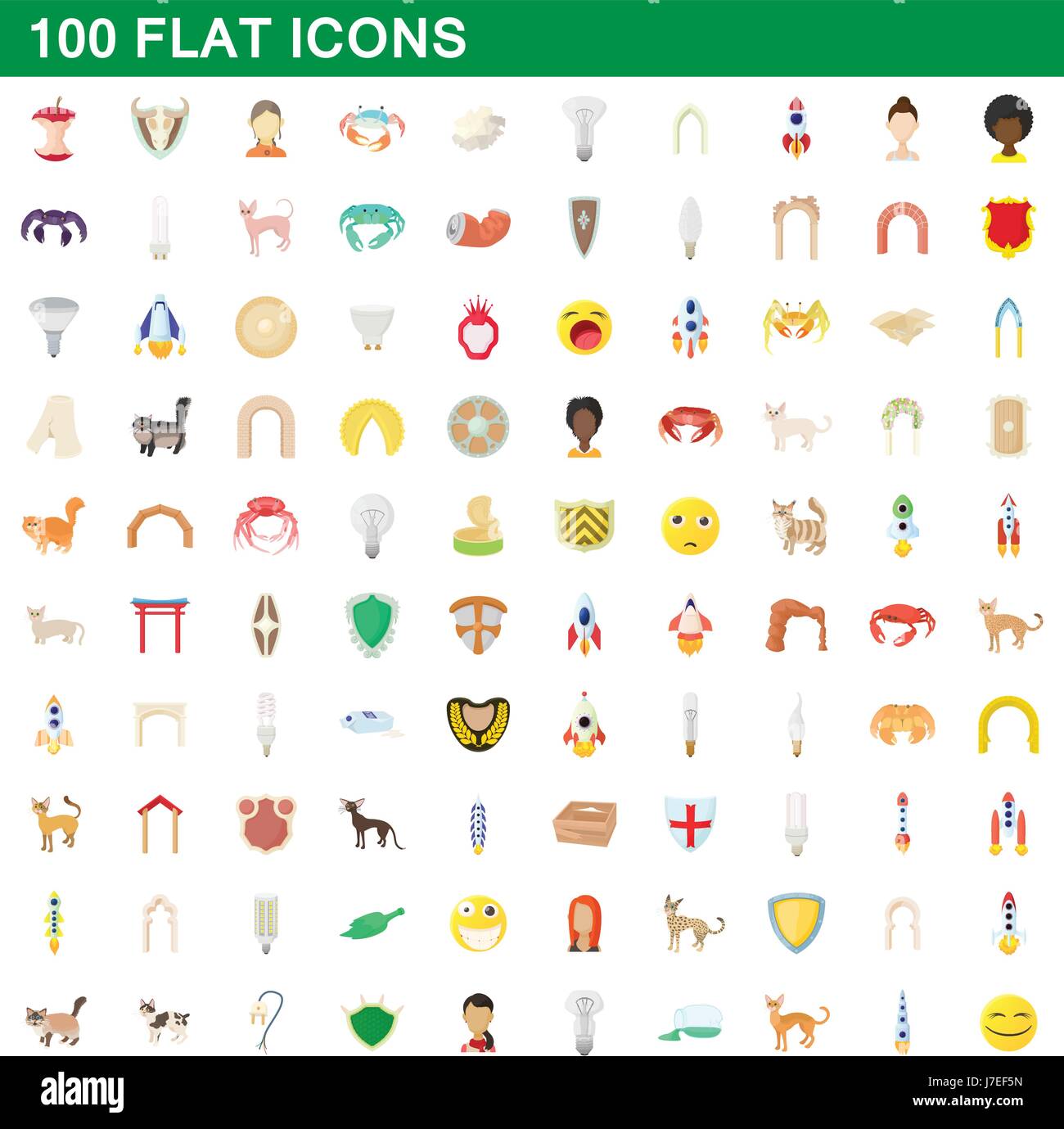 100 flat icons set Stock Vector Image & Art - Alamy