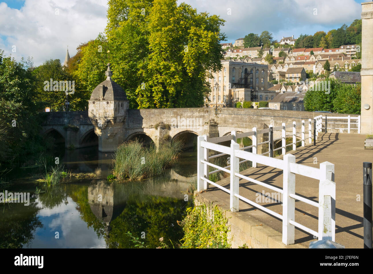 The well known ancient bridge over the River Avon with its former ...