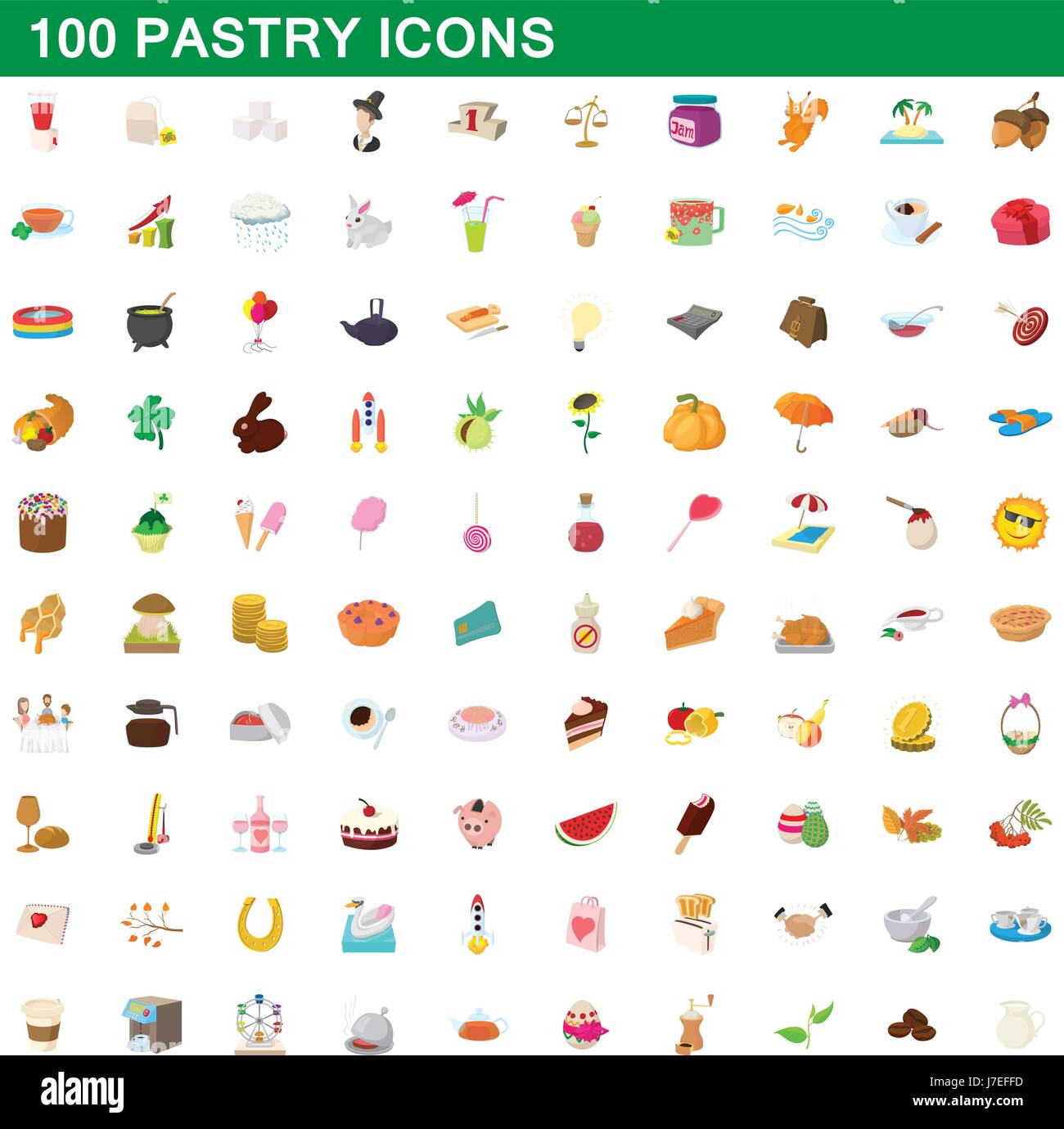 100 pastry icons set, cartoon style Stock Vector Image & Art - Alamy