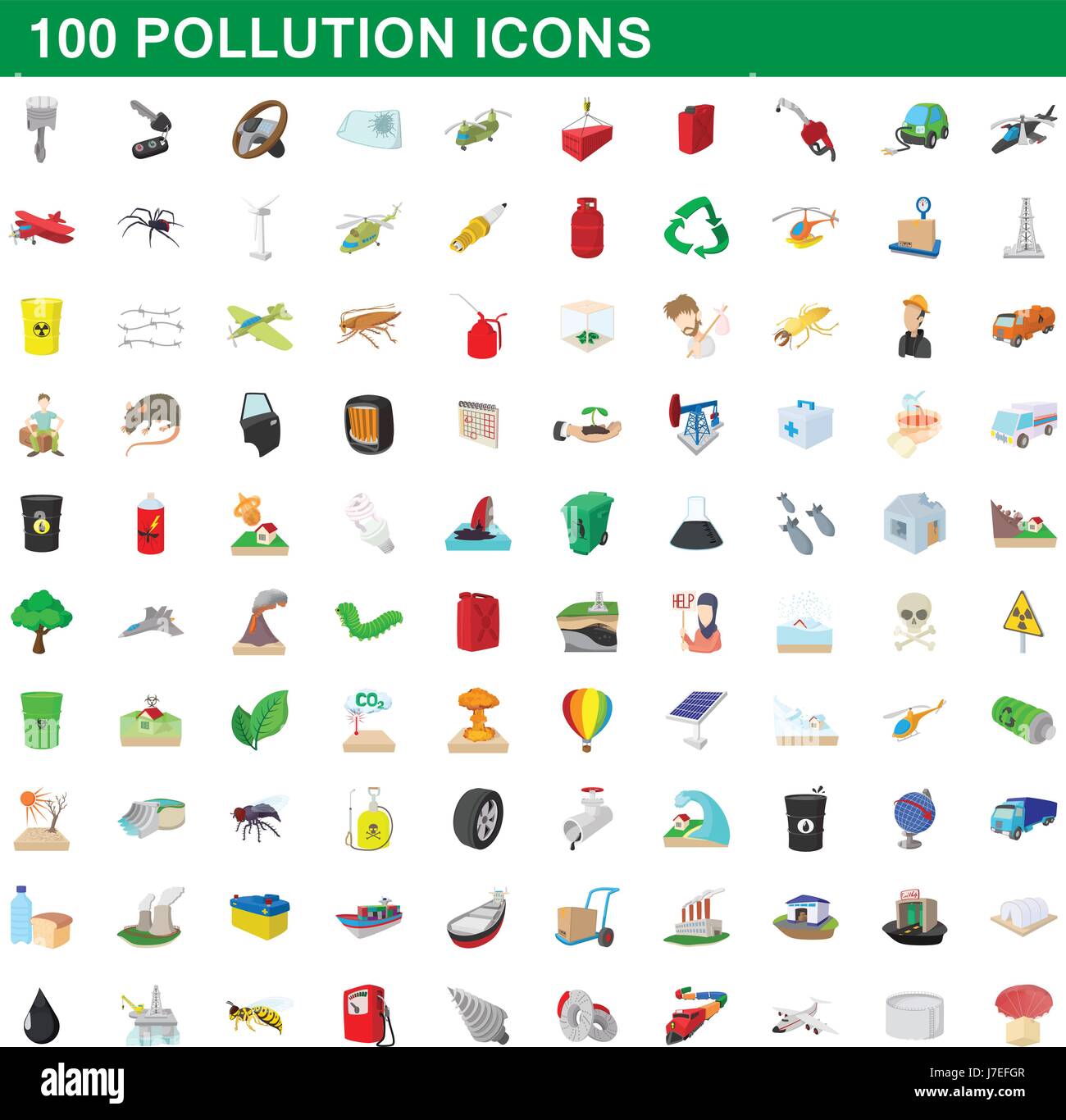 100 pollution icons set, cartoon style Stock Vector Image & Art - Alamy