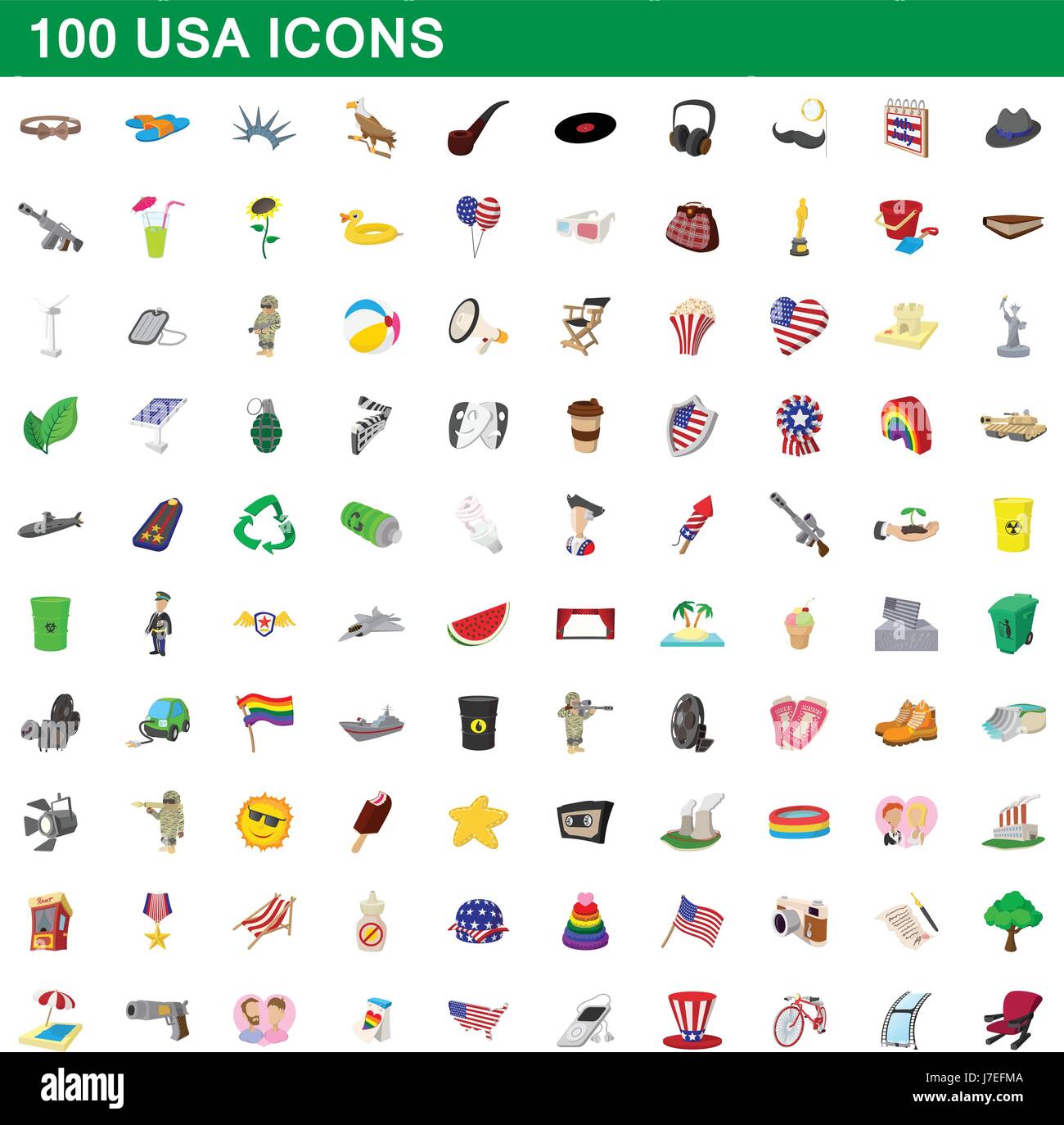 100 usa icons set, cartoon style Stock Vector Image & Art - Alamy
