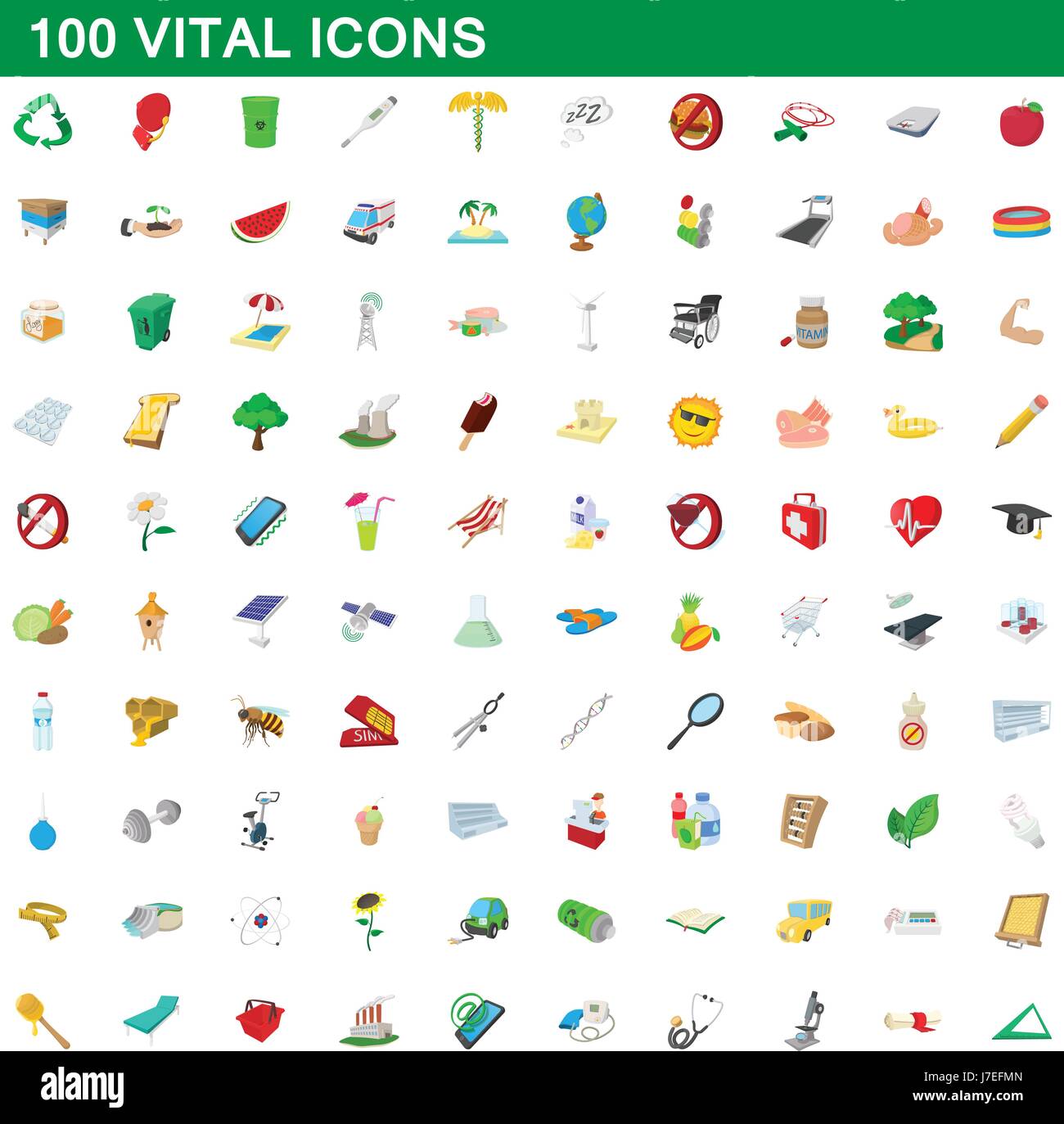 100 vital icons set, cartoon style Stock Vector Image & Art - Alamy