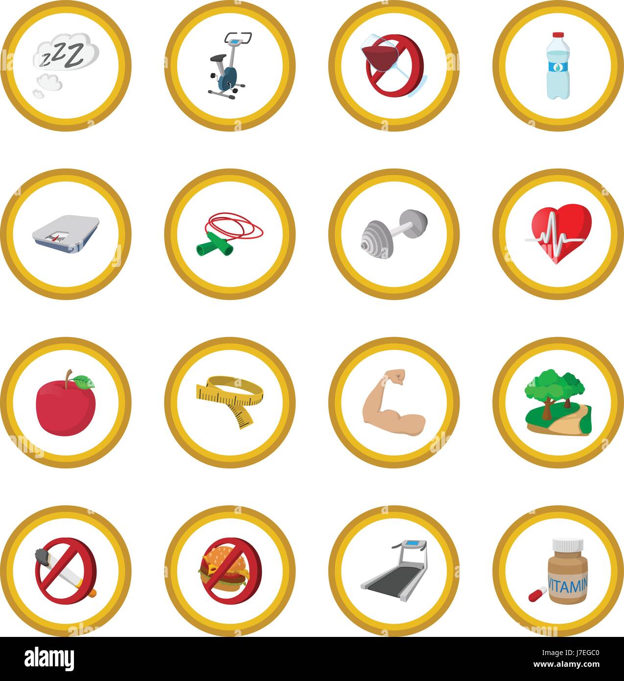 Healthy lifestyle cartoon icon circle Stock Vector Image & Art - Alamy