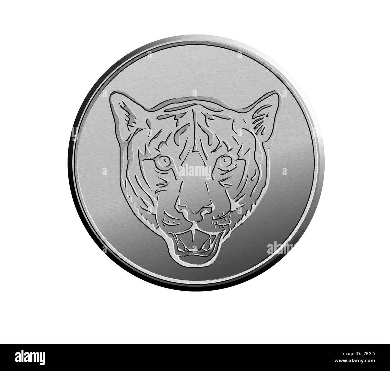 cat big cat feline predator tiger coin silver medal icon feline ...