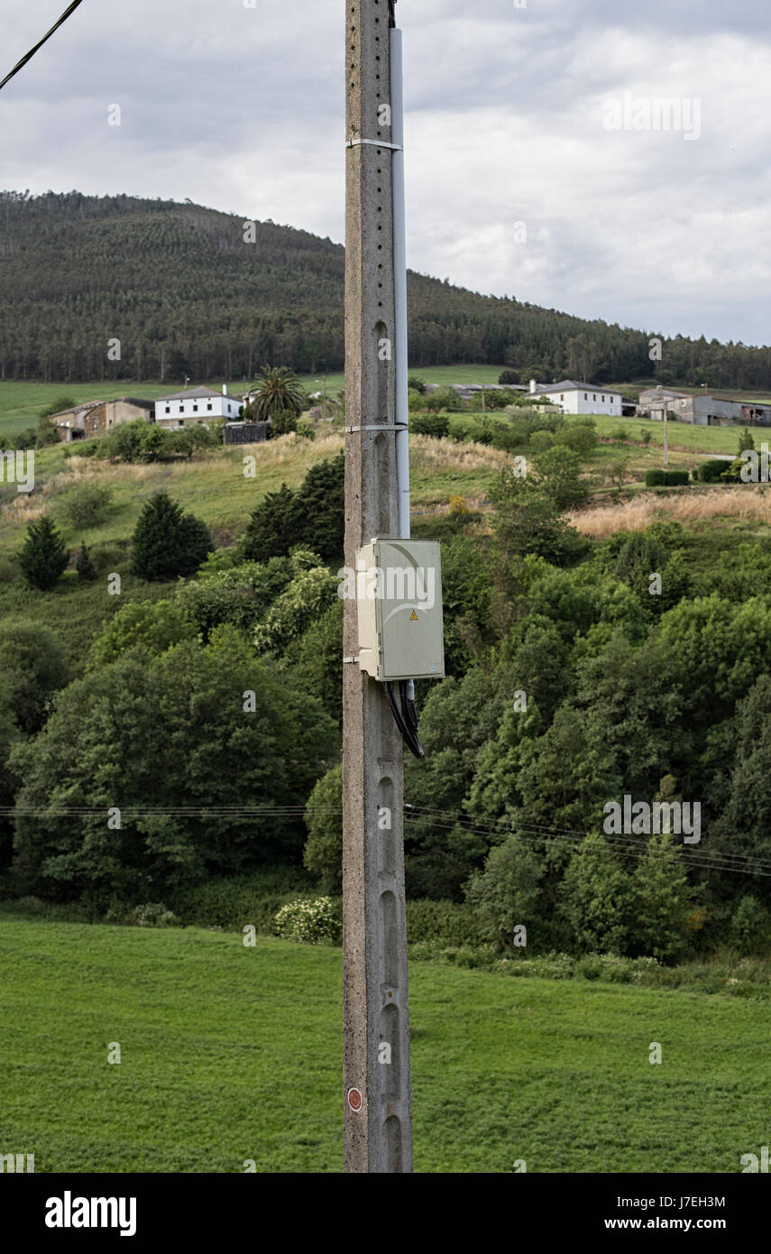 Telephone line wire box Stock Photo - Alamy