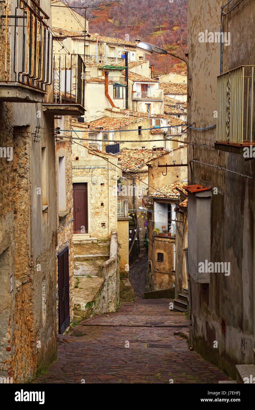 traditional italian aged ancient calabria community village market town ...